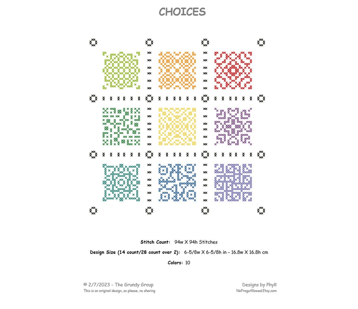 GEOMETRIC Counted Cross Stitch Pattern 3 X 3 Brightly Colored - Etsy