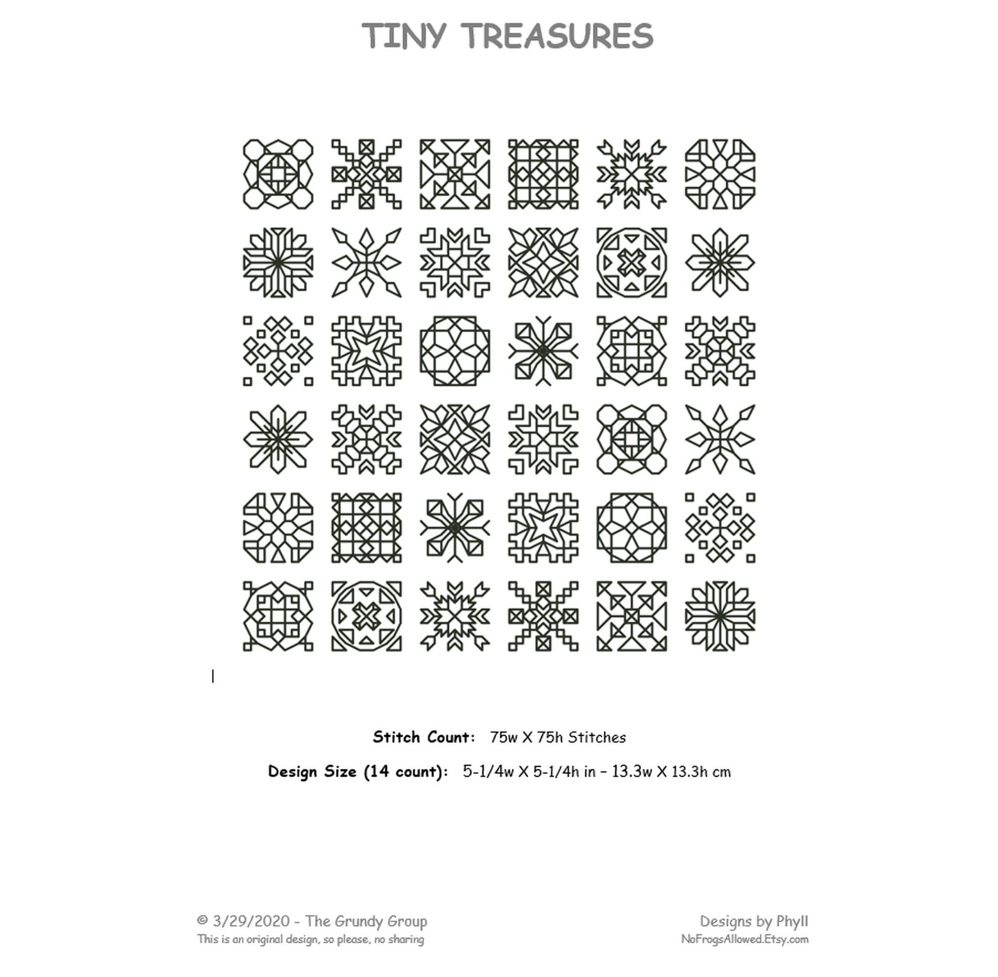 TINY TREASURES Counted Cross Stitch Pattern / Chart - Mini BLACKWORK ...