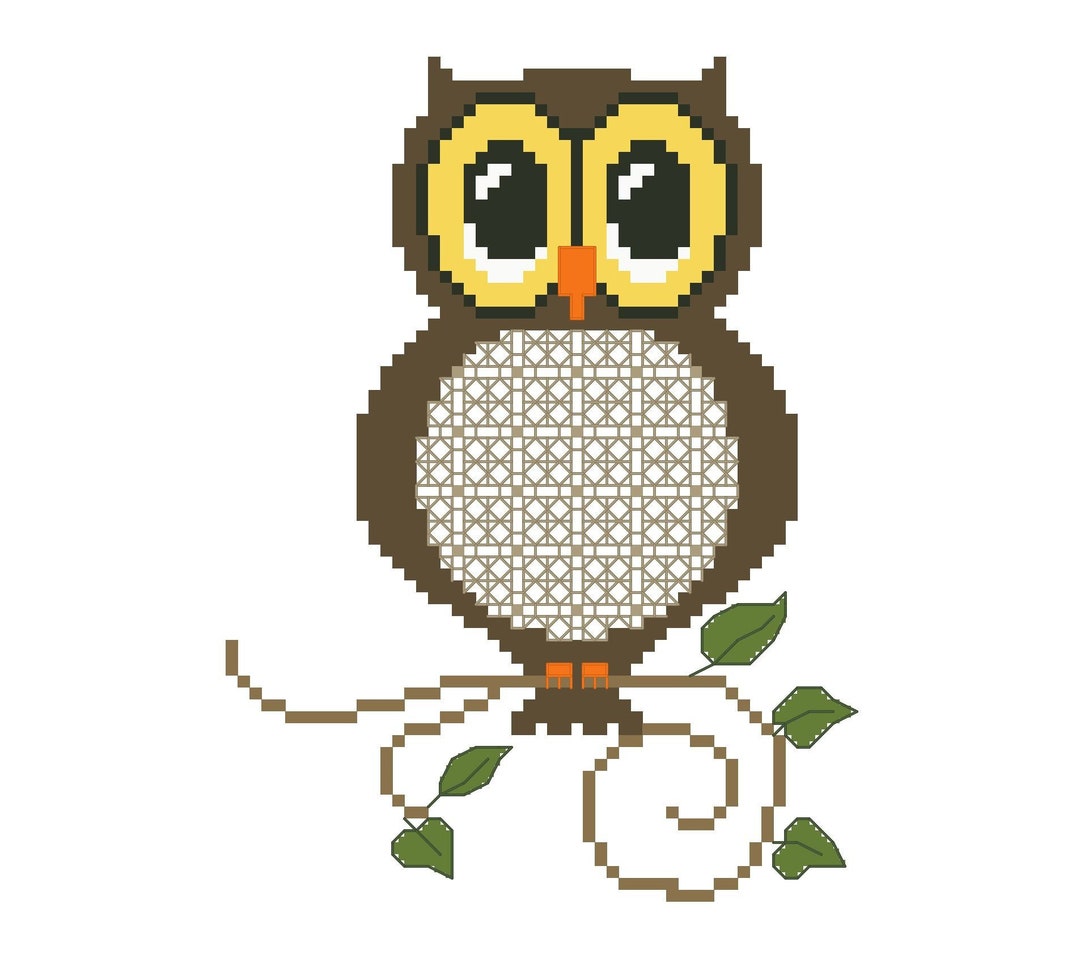 OWL Counted Cross Stitch Pattern / Chart - Blackwork / Backstitch ...