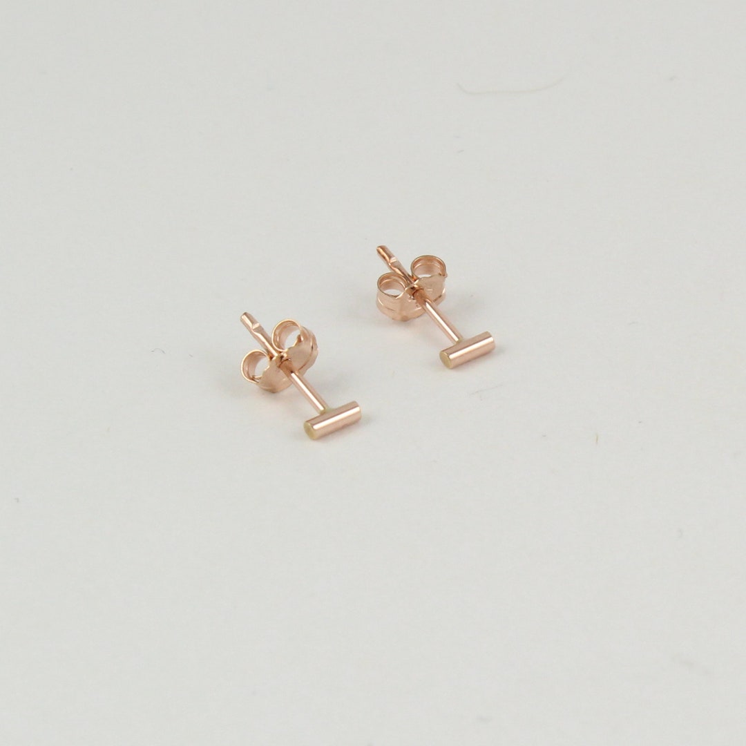 Rose Gold Studs | 14K Rose Gold Filled Bar Studs | Tiny Gold Studs ...