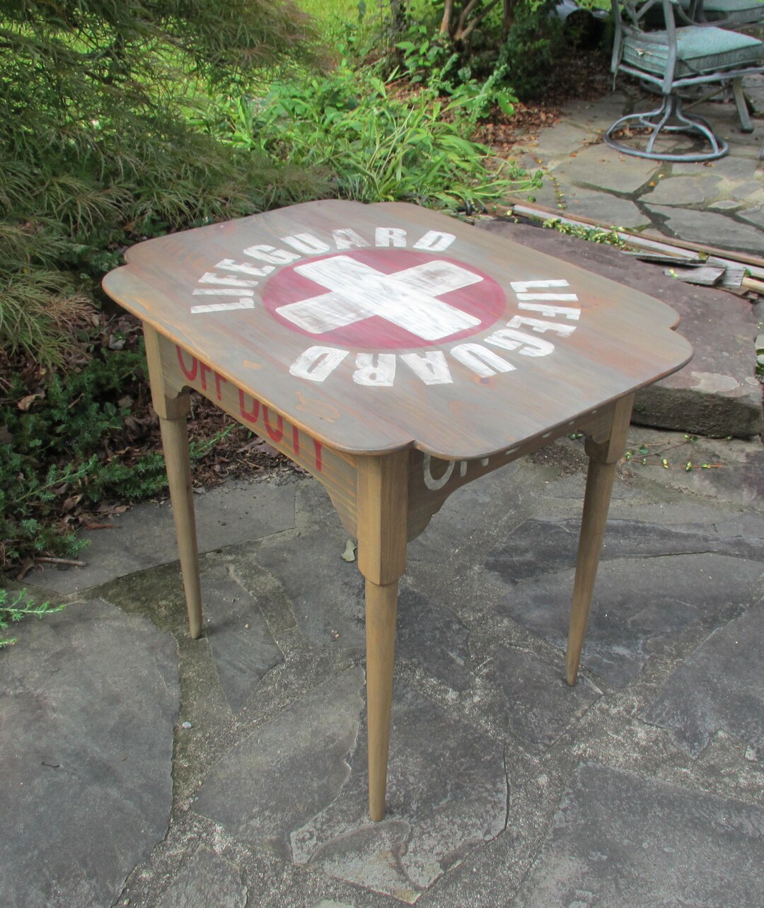 Vintage Solid Wood End Side Accent Table Weathered Driftwood Distressed ...