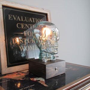 Recycled Glass Skull Lamp Frankenstein Edison Bulb Rocker Metalhead Mod ...