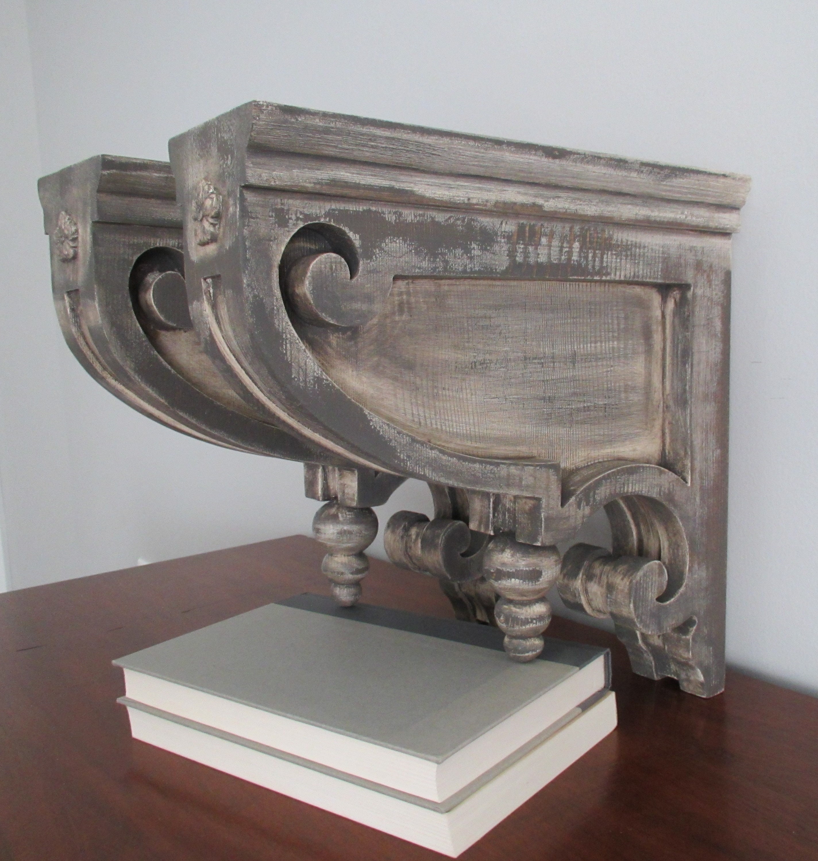 PAIR Vintage Scrolled Pine Corbels Shelf Brackets Aged - Etsy