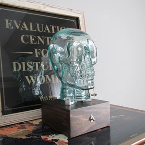 Recycled Glass Skull Lamp Frankenstein Edison Bulb Rocker Metalhead Mod ...