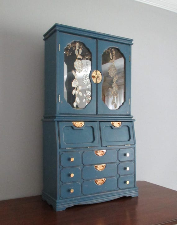Vintage Commodore Rosalco Jewelry Armoire Box Chest O… - Gem