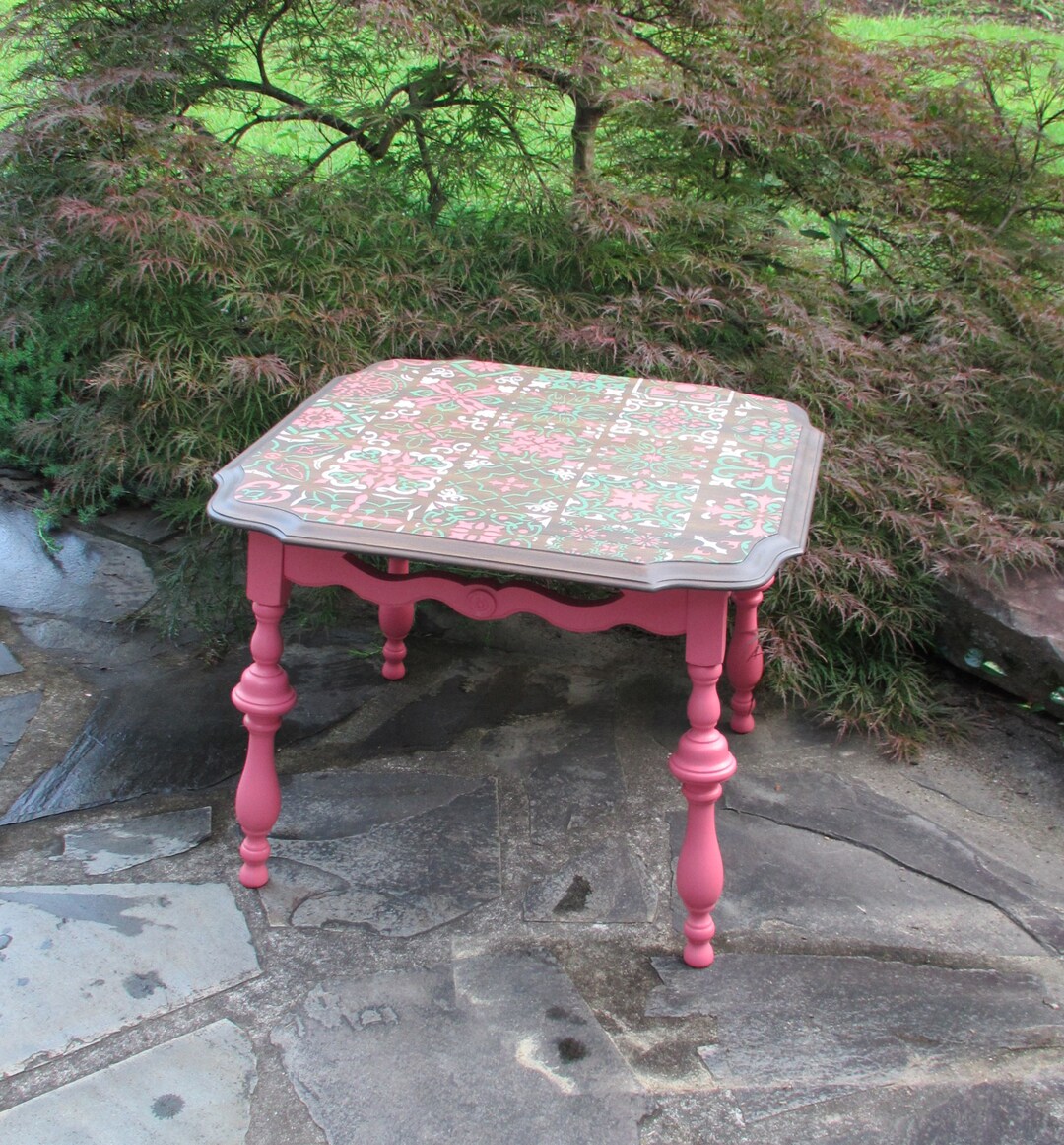 Vintage Antique Children Kids Play Tea Party Table Bubble Gum Pink Sour ...