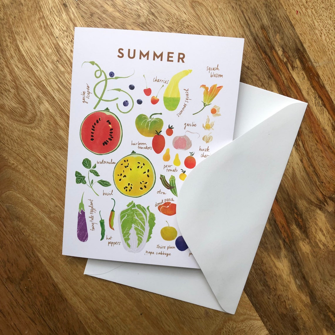 Seasonal Produce Greeting Cards | Etsy