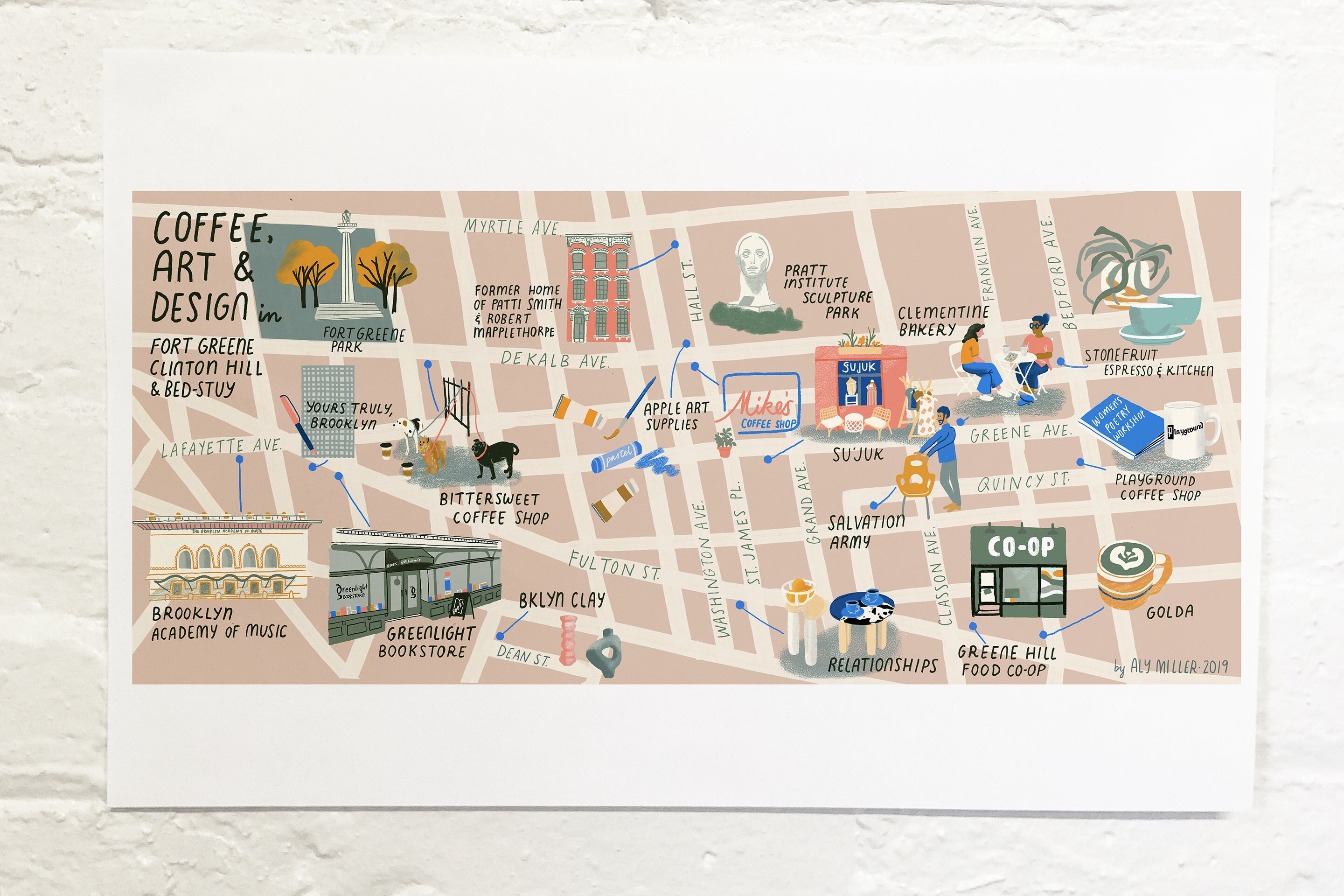 Illustrated Map of Downtown Brooklyn Print — Aly Miller Designs