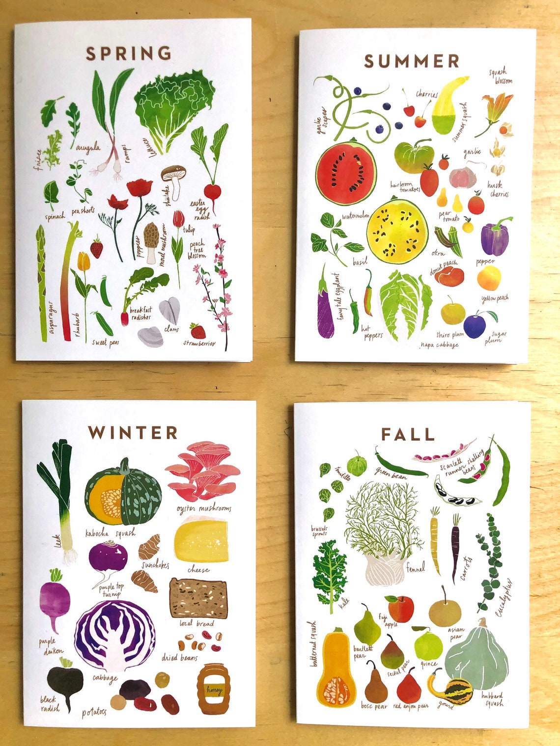Seasonal Produce Greeting Cards | Etsy