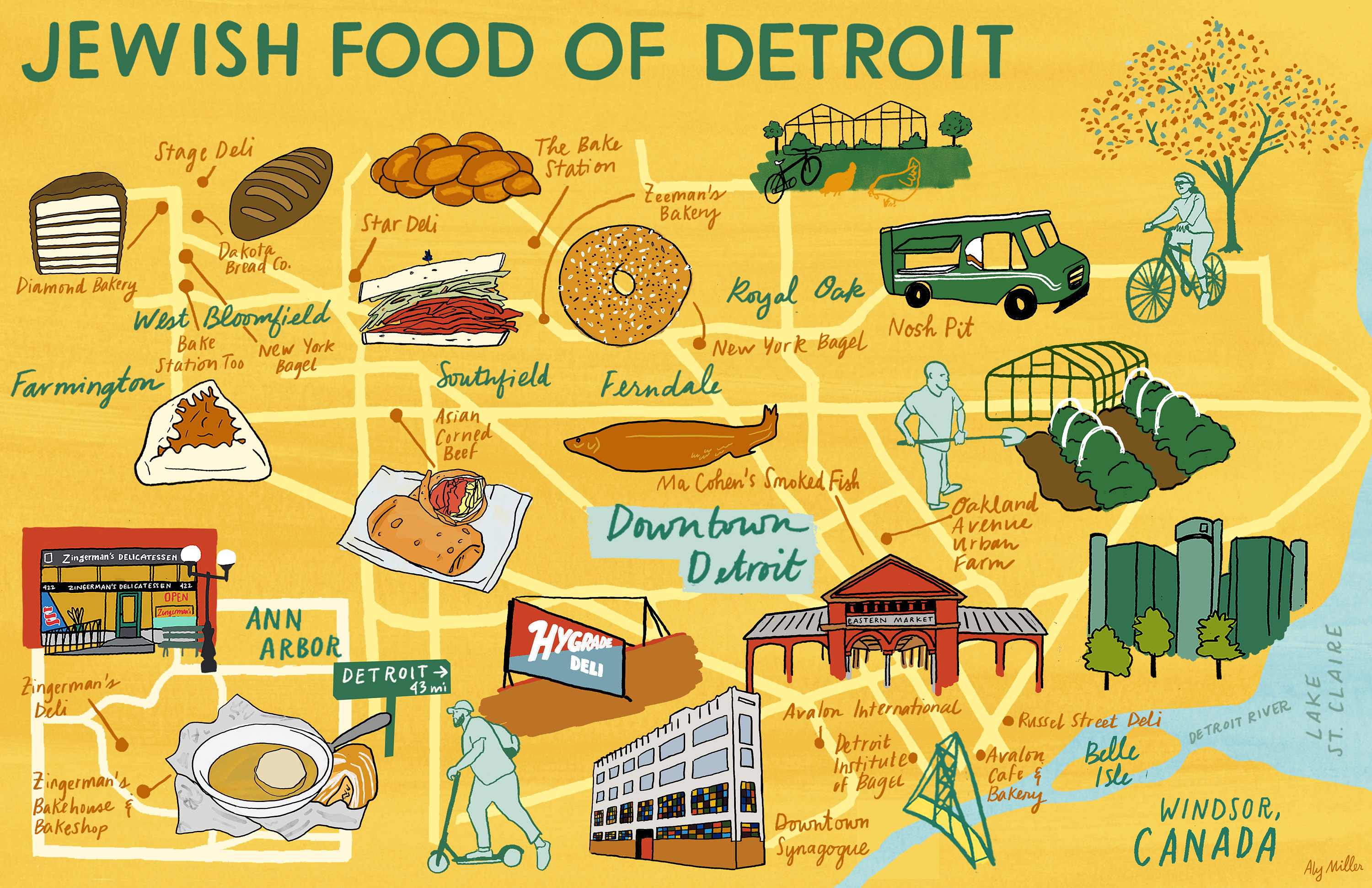 Illustrated Map of Jewish Food in Detroit - Etsy
