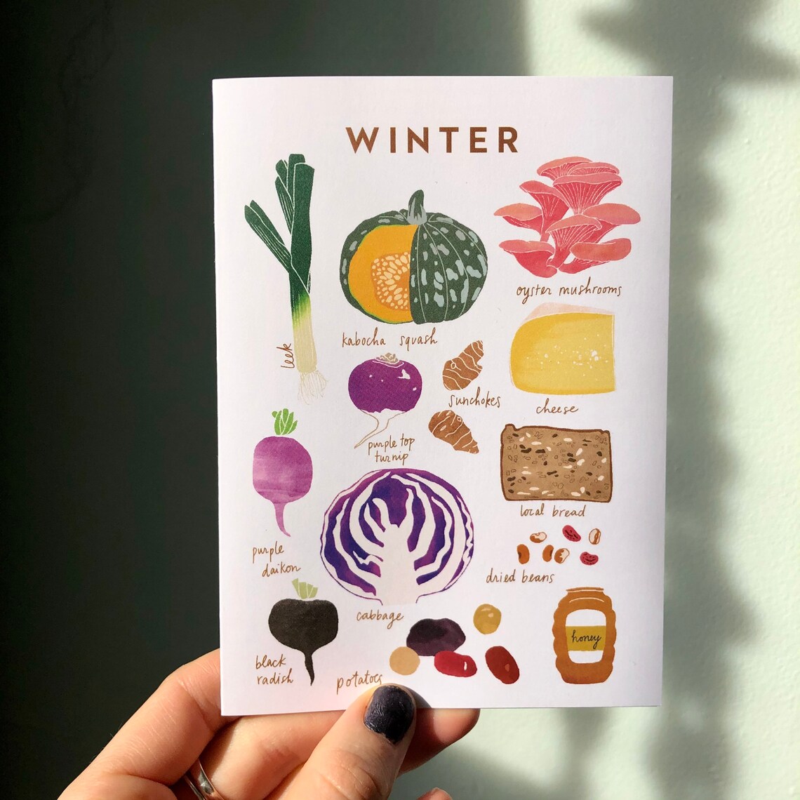 Seasonal Produce Greeting Cards | Etsy