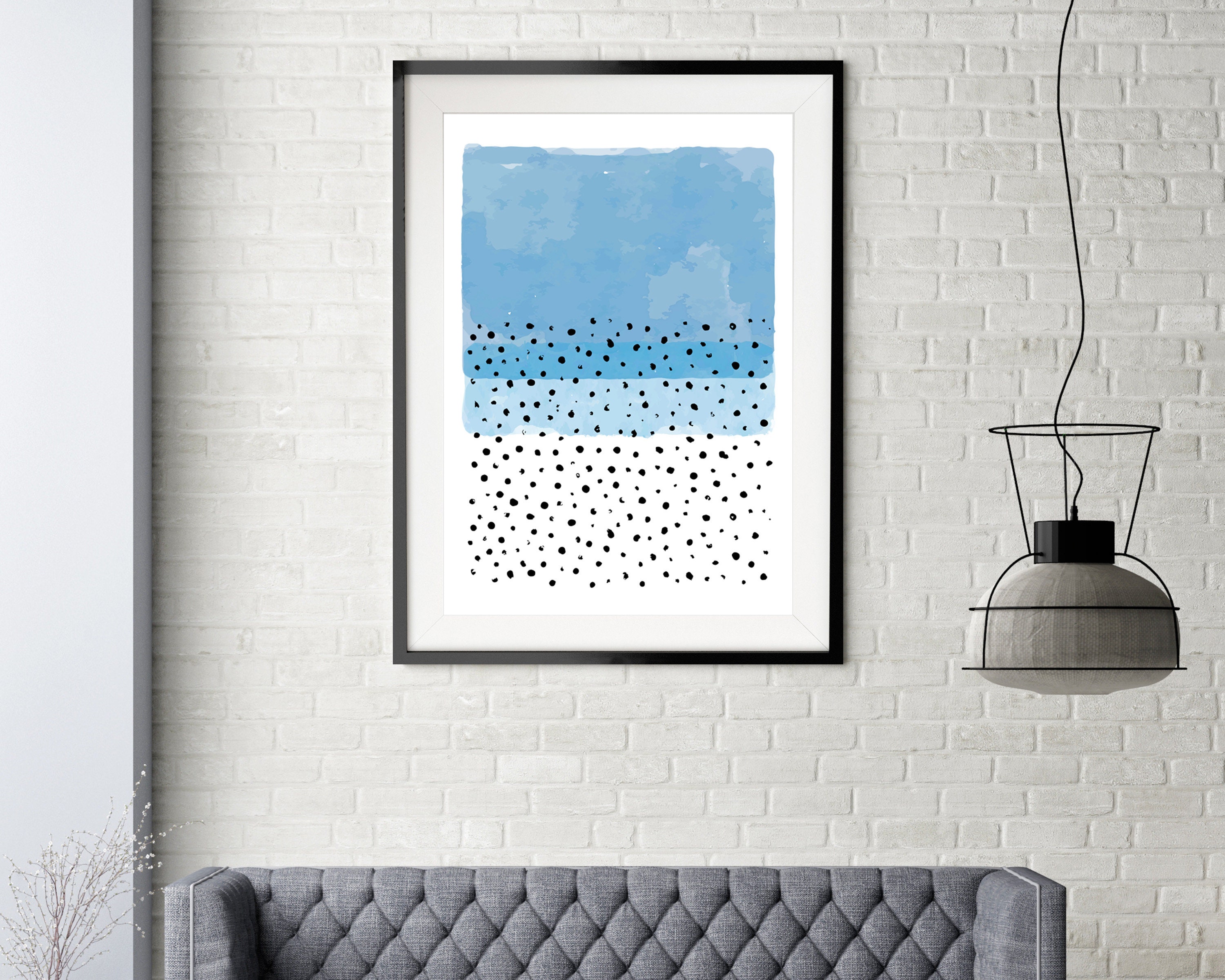 Blue Minimalist Abstract Art Print, Watercolour Wall Art, Light Blue ...