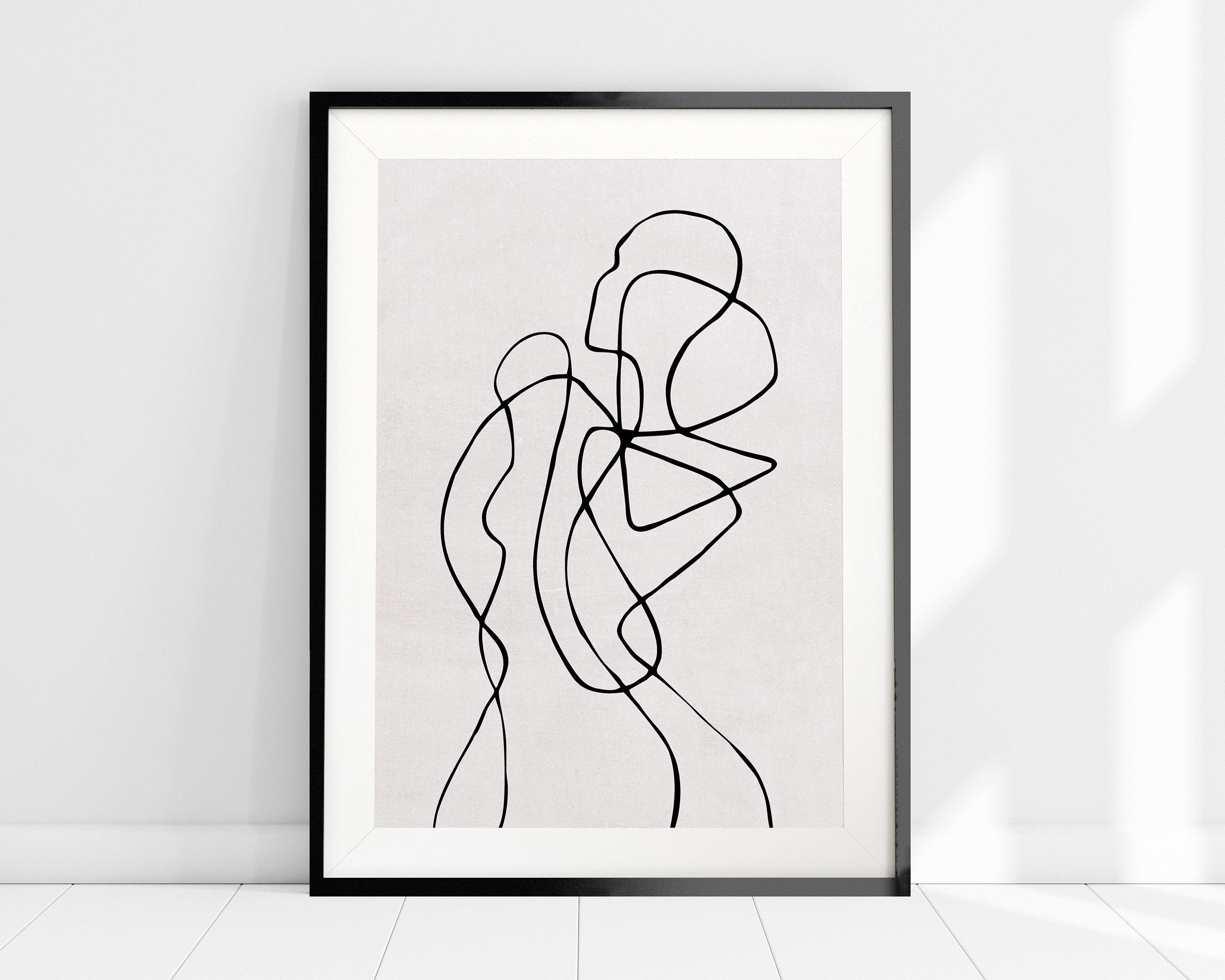 Abstract Figure Line Art Print, Female Body Line Art, Minimalist Grey ...