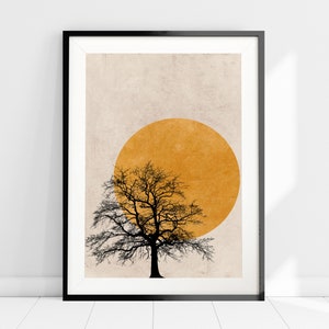 Sunset Silhouette Set of 2 Prints, Wall Art Set, Abstract Art Prints ...