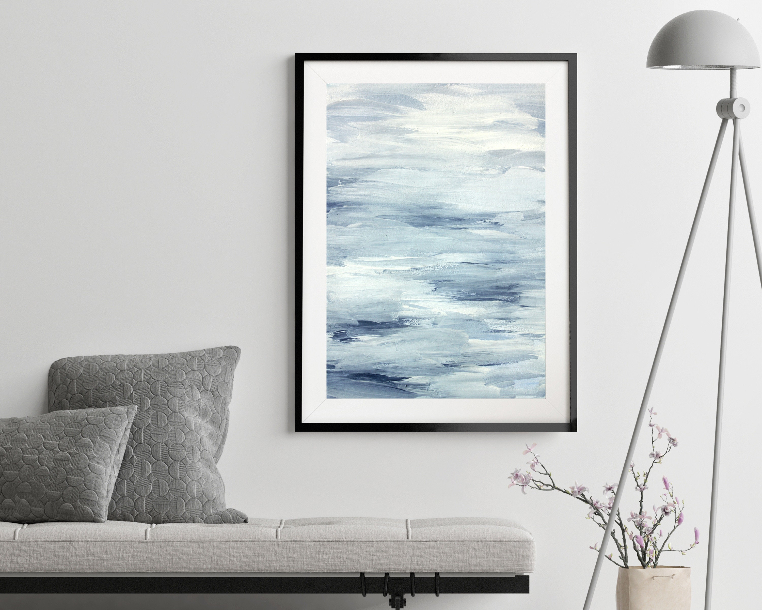 Light Blue Abstract Painting Art Print Blue Watercolour Wall - Etsy