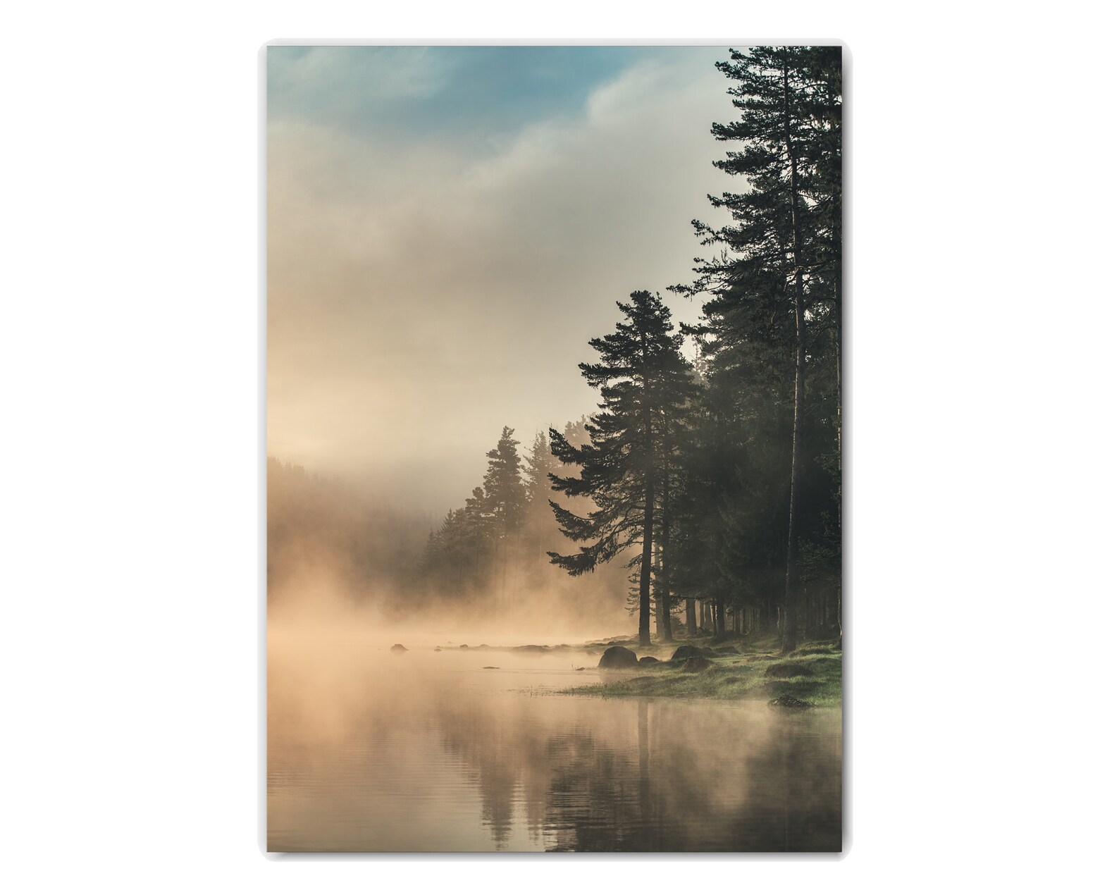 Morning Fog Print, Misty Lake Wall Art, Foggy Forest Print, Minimalist ...