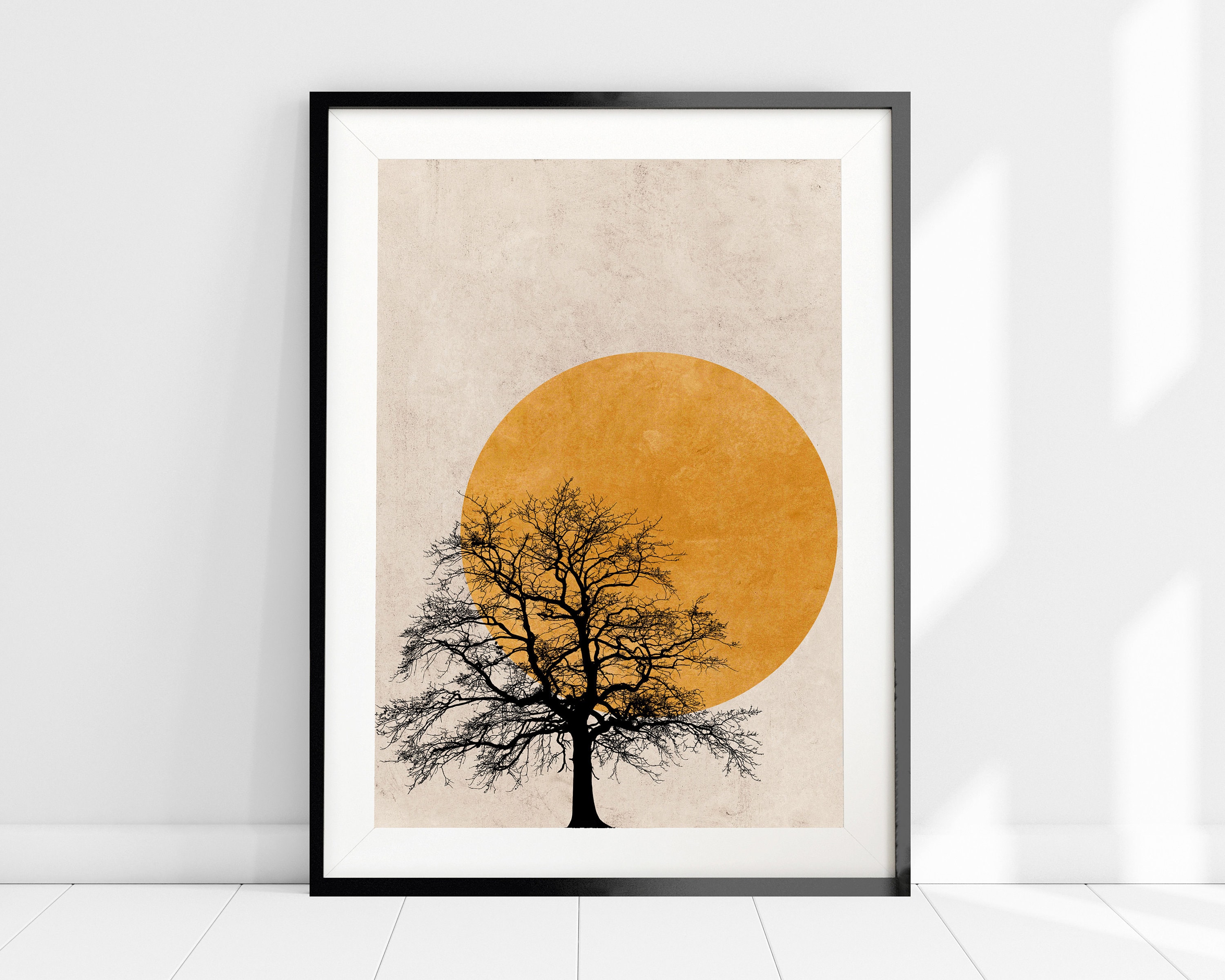 Tree Silhouette Painting On Wall