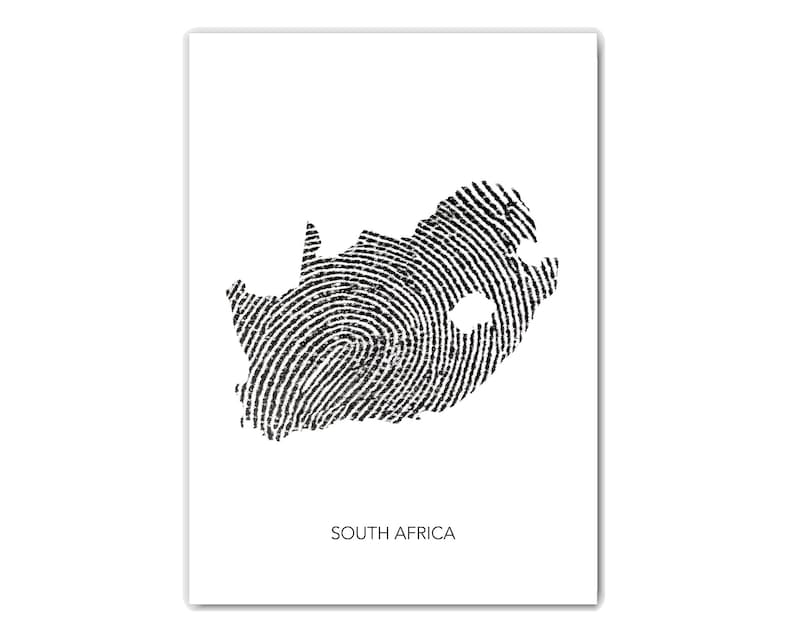 South Africa Map Fingerprint Art Print Poster, Travel Print Wall Art ...