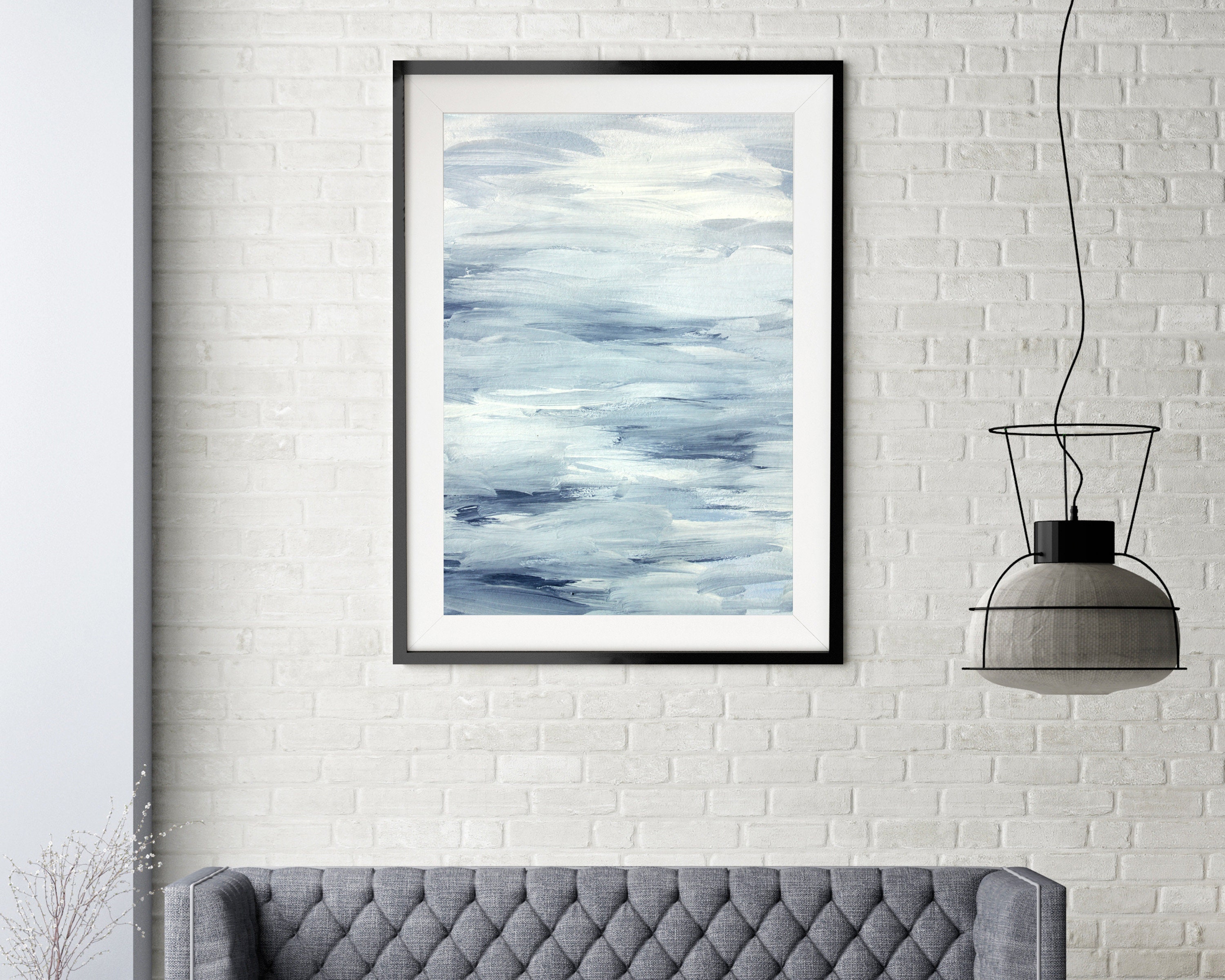 Light Blue Abstract Painting Art Print, Blue Watercolour Wall Art, Blue ...