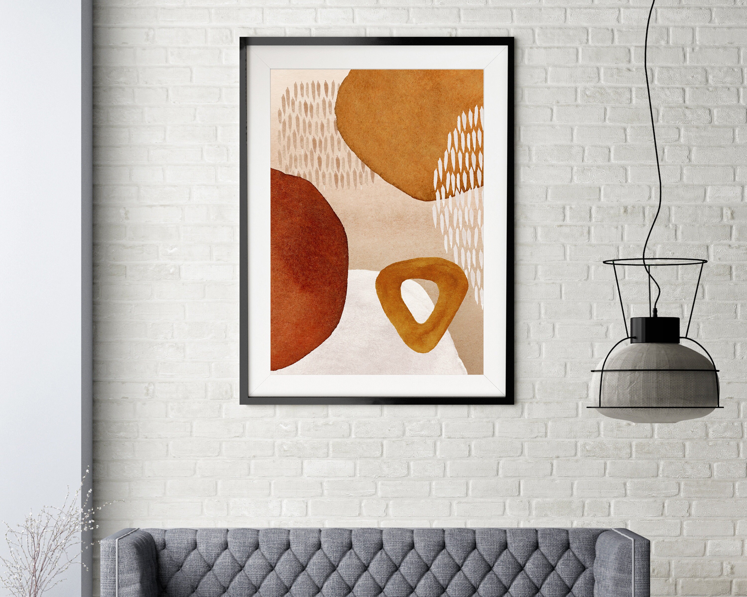 Burnt Orange Abstract Art Print Copper Geometric Print Boho - Etsy