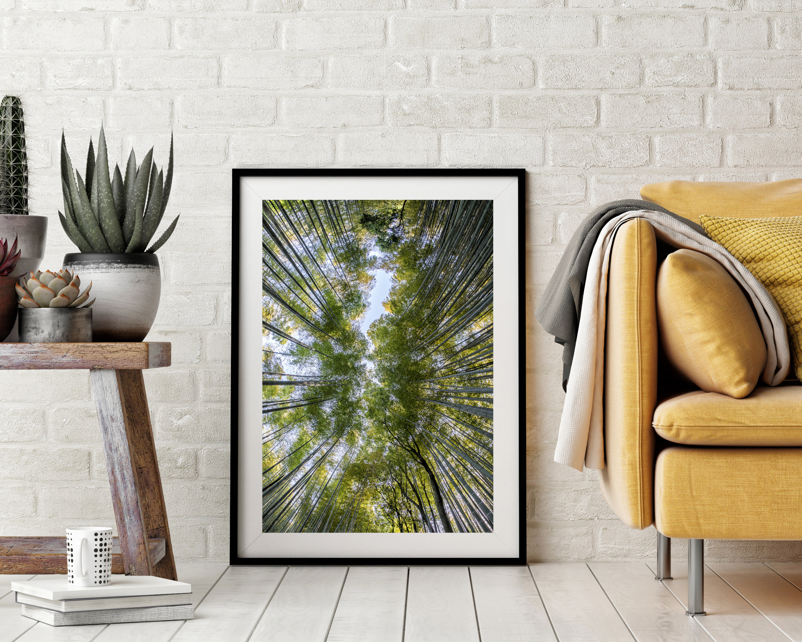 Trees Wall Art, Bamboo Tree Canopy Poster Print, Green Forest Nature ...