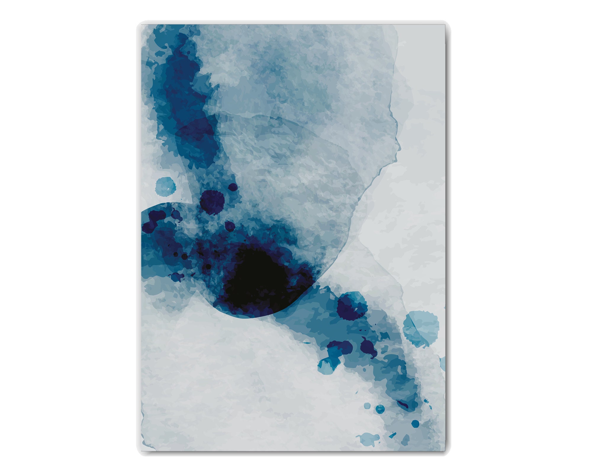 Blue Watercolour Print Set of 3 Dark and Light Blue Abstract | Etsy