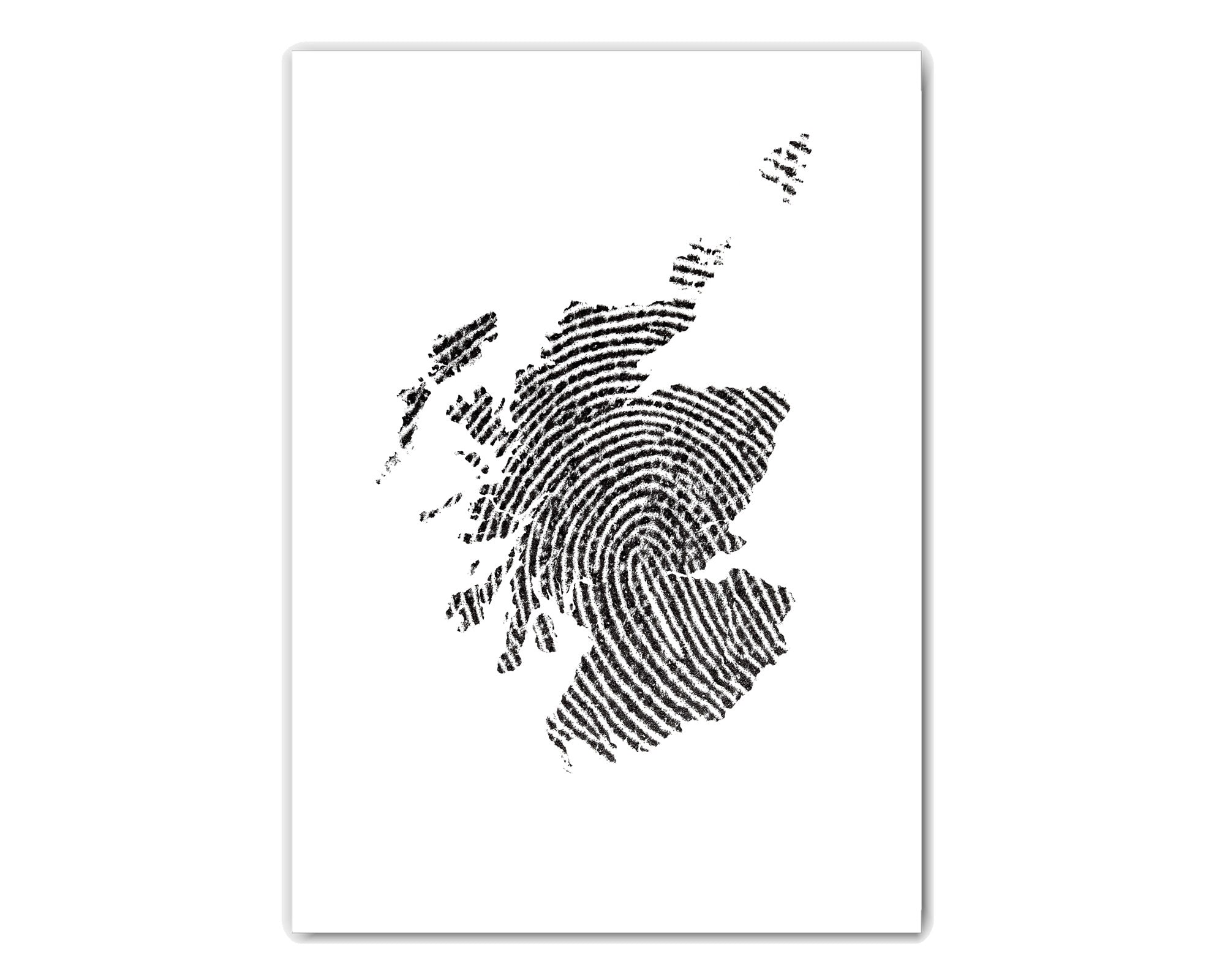 Scotland Map Fingerprint Art Print, Scotland Country Map Print ...