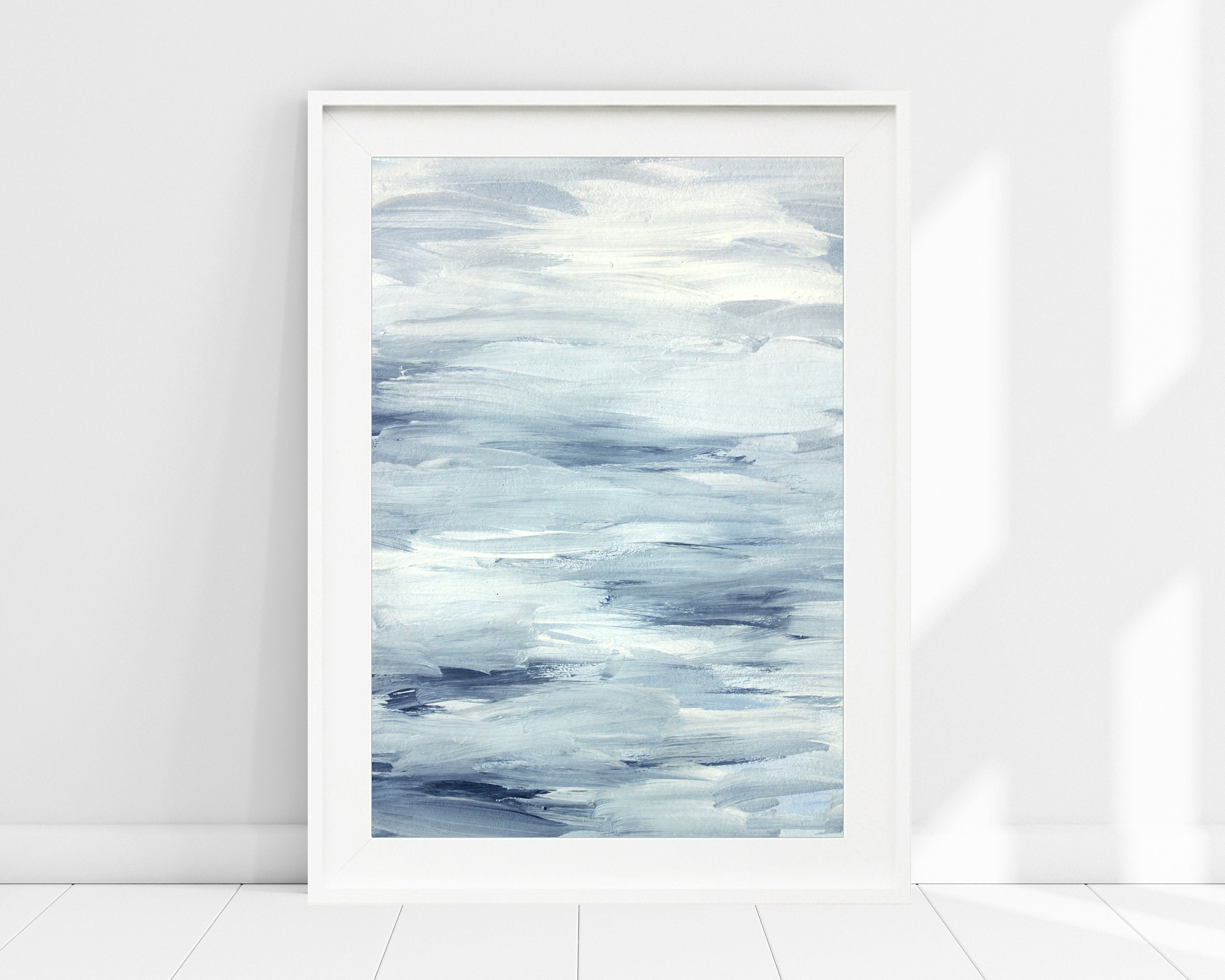 Light Blue Abstract Painting Art Print Blue Watercolour Wall - Etsy
