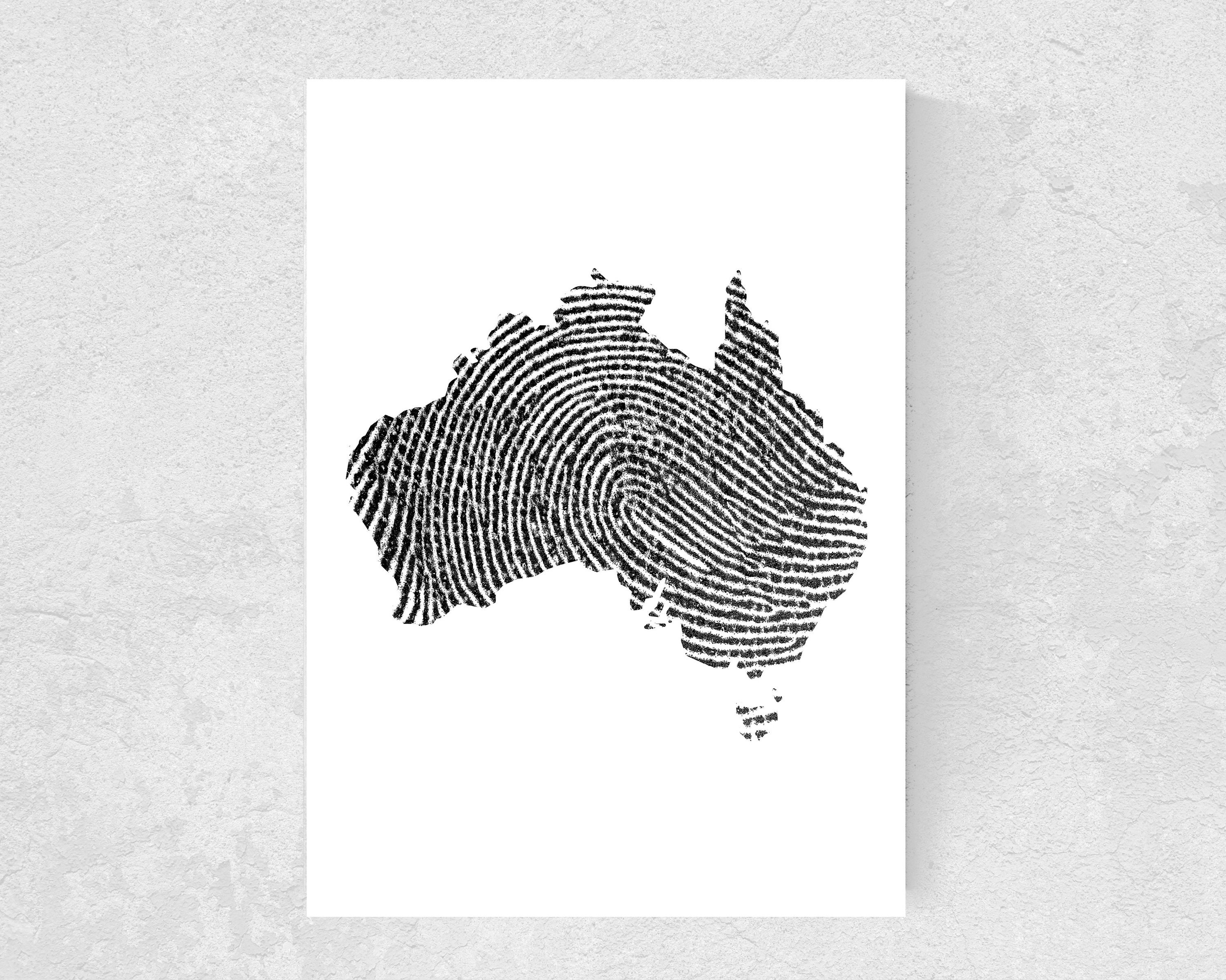 Australia Map Fingerprint Art Print Poster Australia Country | Etsy