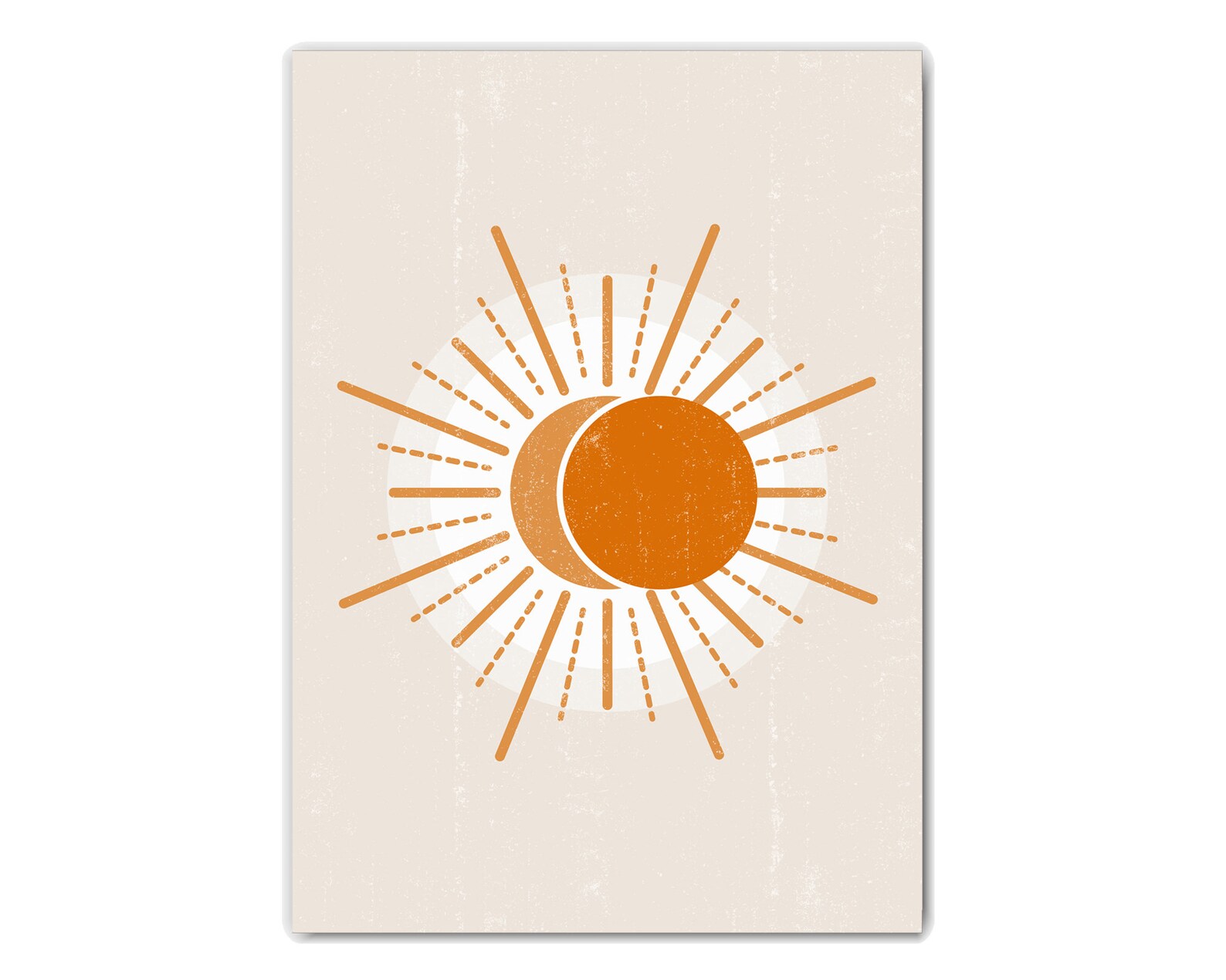 Orange Boho Sun Print, Abstract Sun Print, Burnt Orange and Beige Wall ...