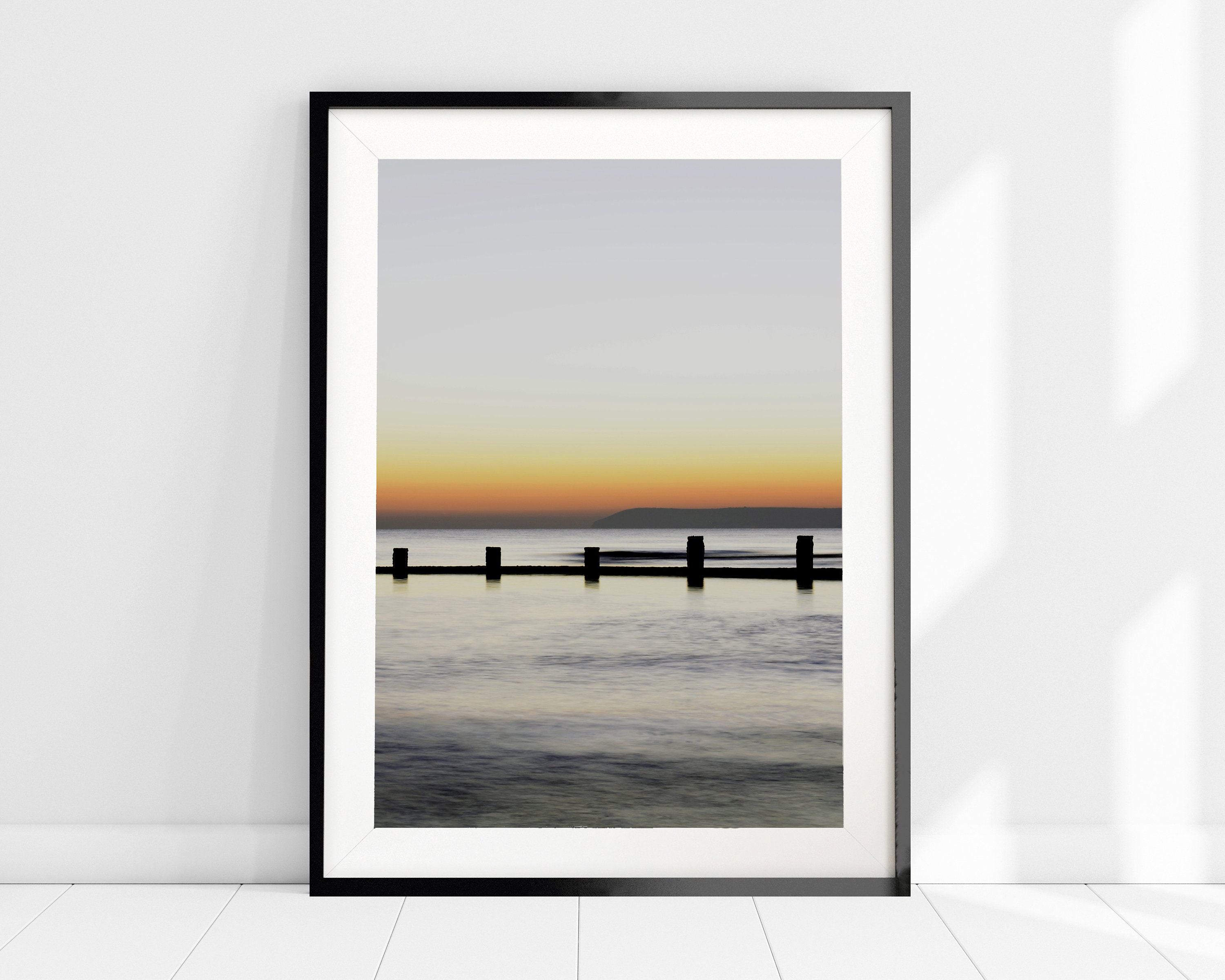 Beach Sunset Set of 2 Art Prints, Minimalist Ocean Art Print Set ...