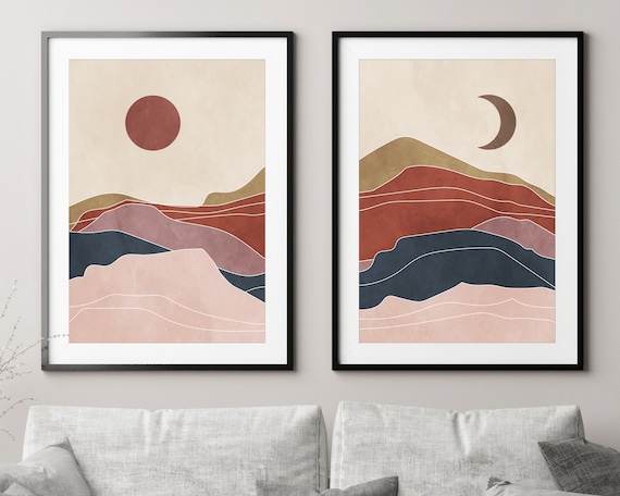 Bohemian Kunstprints 6 Stks/set Boho Minimalistische Canvas Print