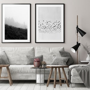 Set of 2 Grey Prints, Nordic Art Prints Set, Scandinavian Minimalist ...