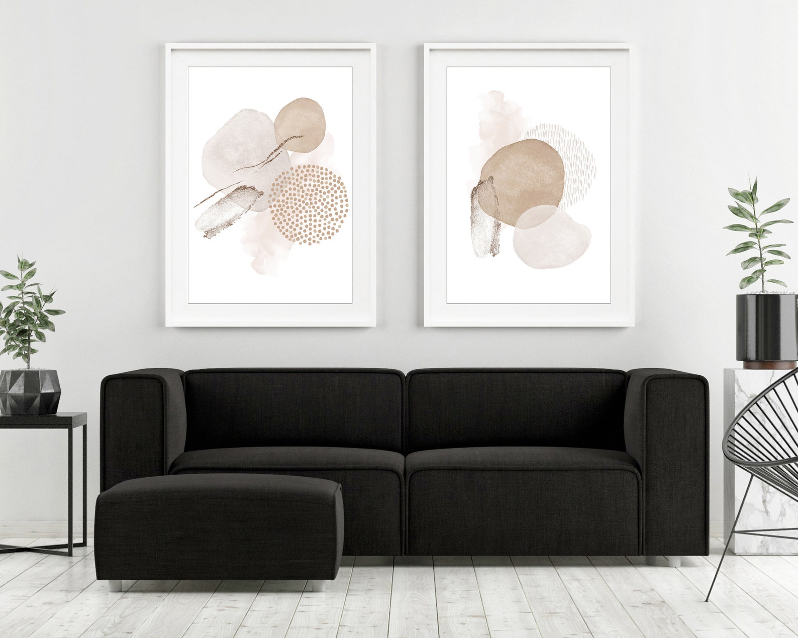 Blush Pink and Neutral Print Set, Minimalist Abstract Wall Art Set ...