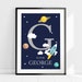 Personalised Space Themed Nursery Print, Nursery Name Wall Art, Space ...