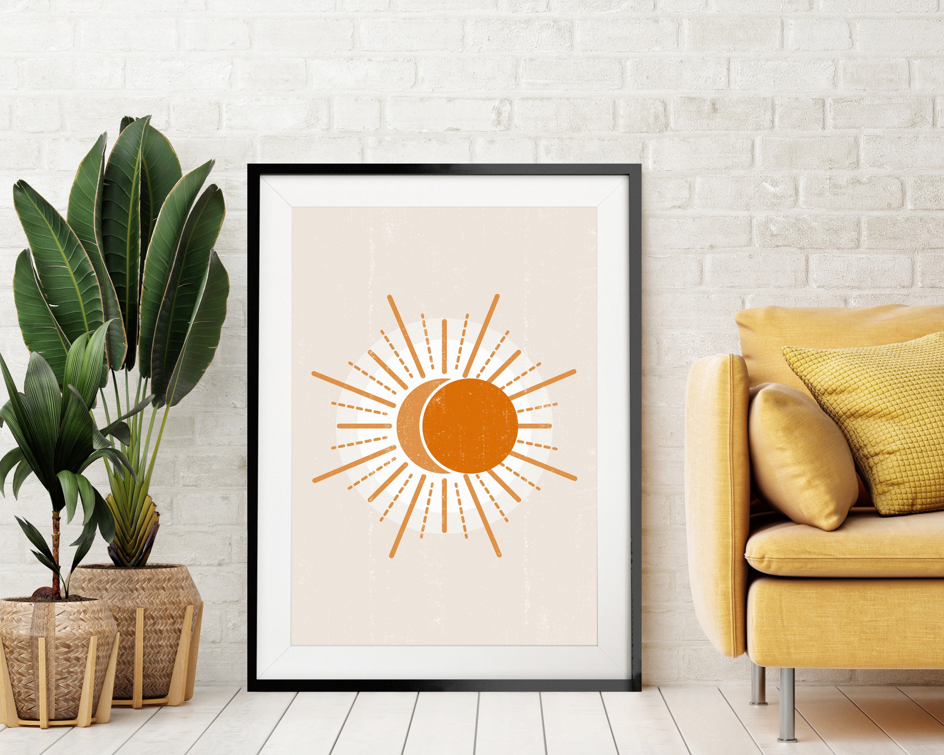 Orange Boho Sun Print Abstract Sun Print Burnt Orange and - Etsy