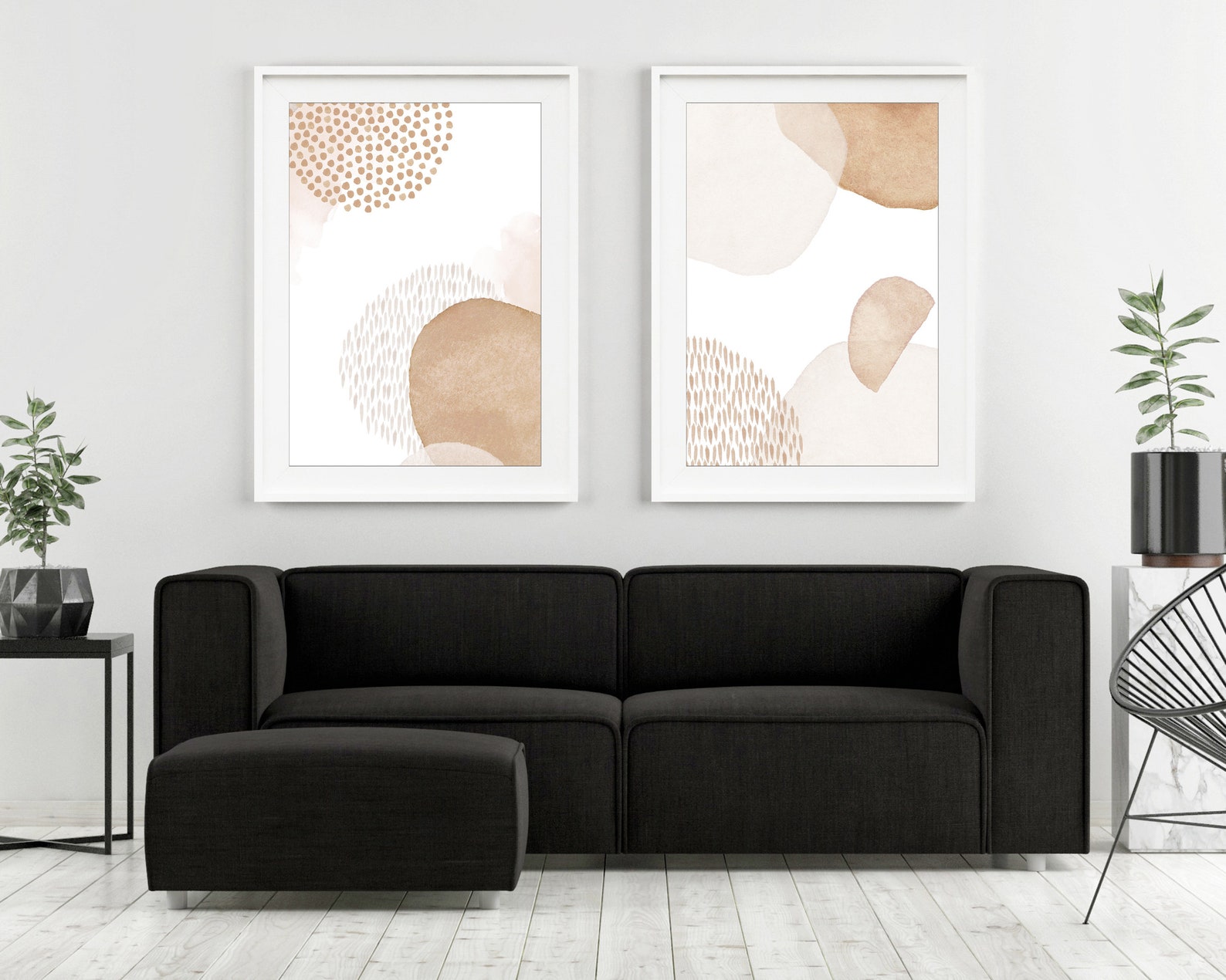 Beige Abstract Shapes Art Print Set, Neutral Minimalist Wall Art Set ...