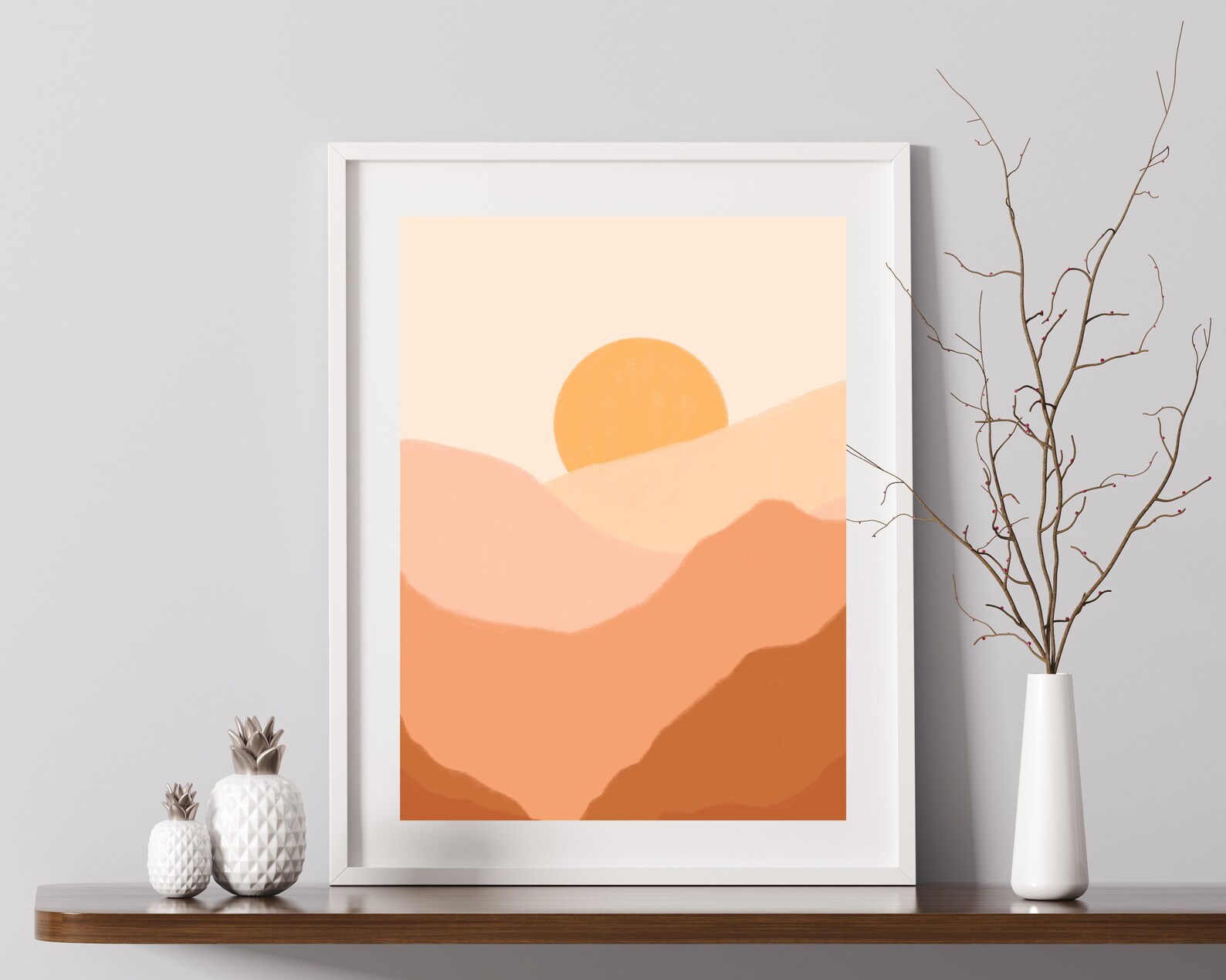 Boho Sunset Art Print Retro Sunset Wall Art Nordic Mountain - Etsy