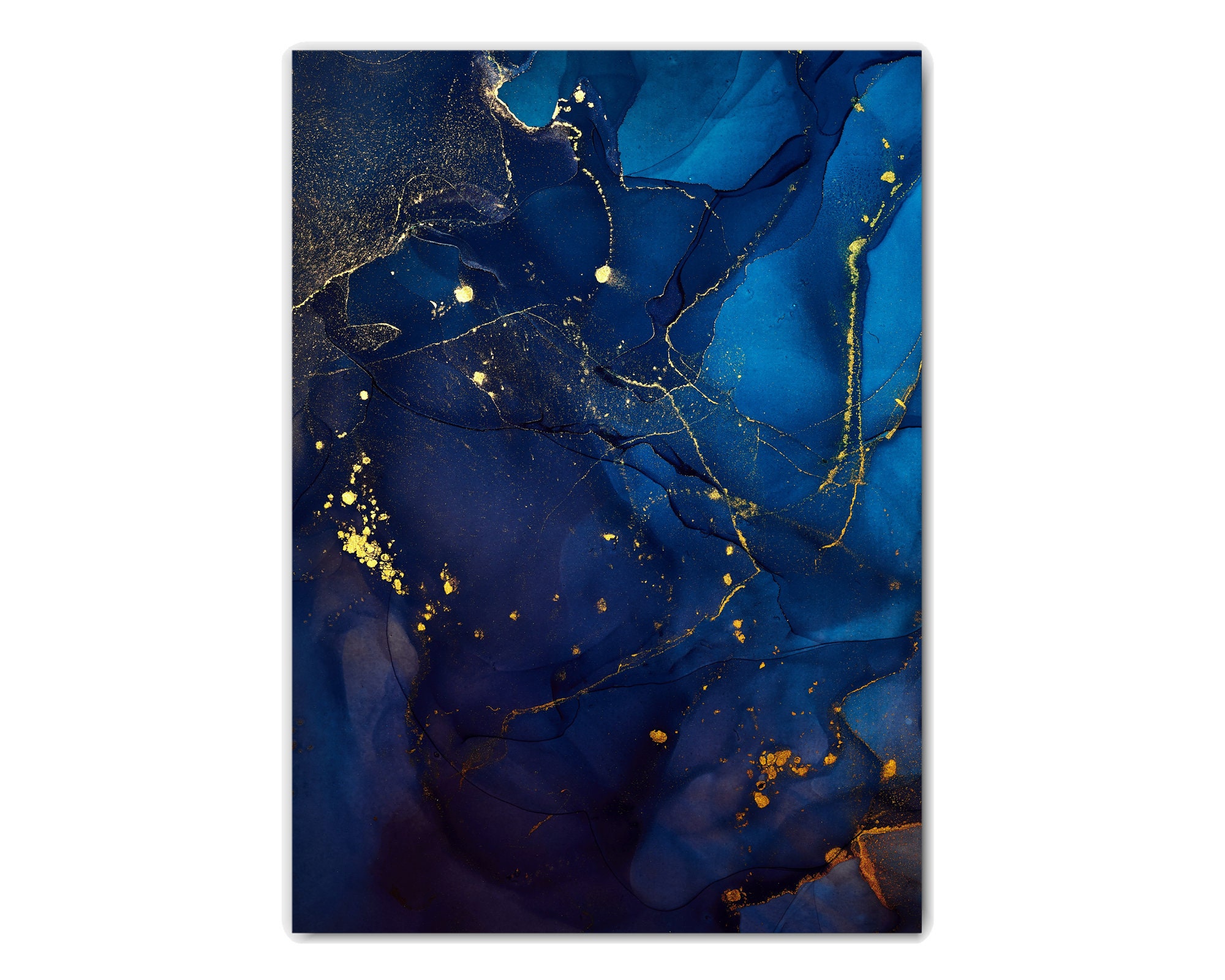 Dark Blue and Gold Abstract Art Print Set of 2 Navy Blue Wall - Etsy