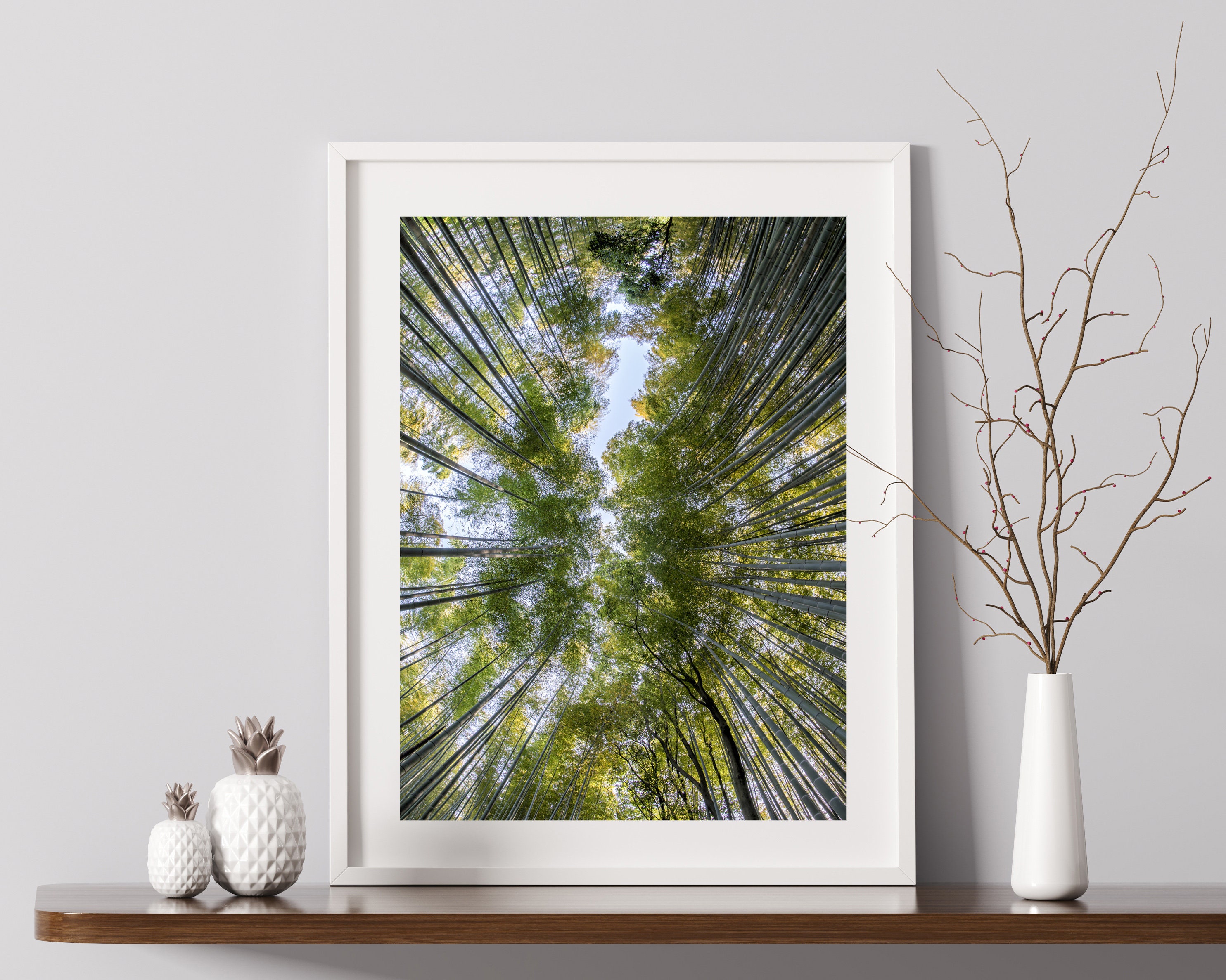Trees Wall Art, Bamboo Tree Canopy Poster Print, Green Forest Nature ...