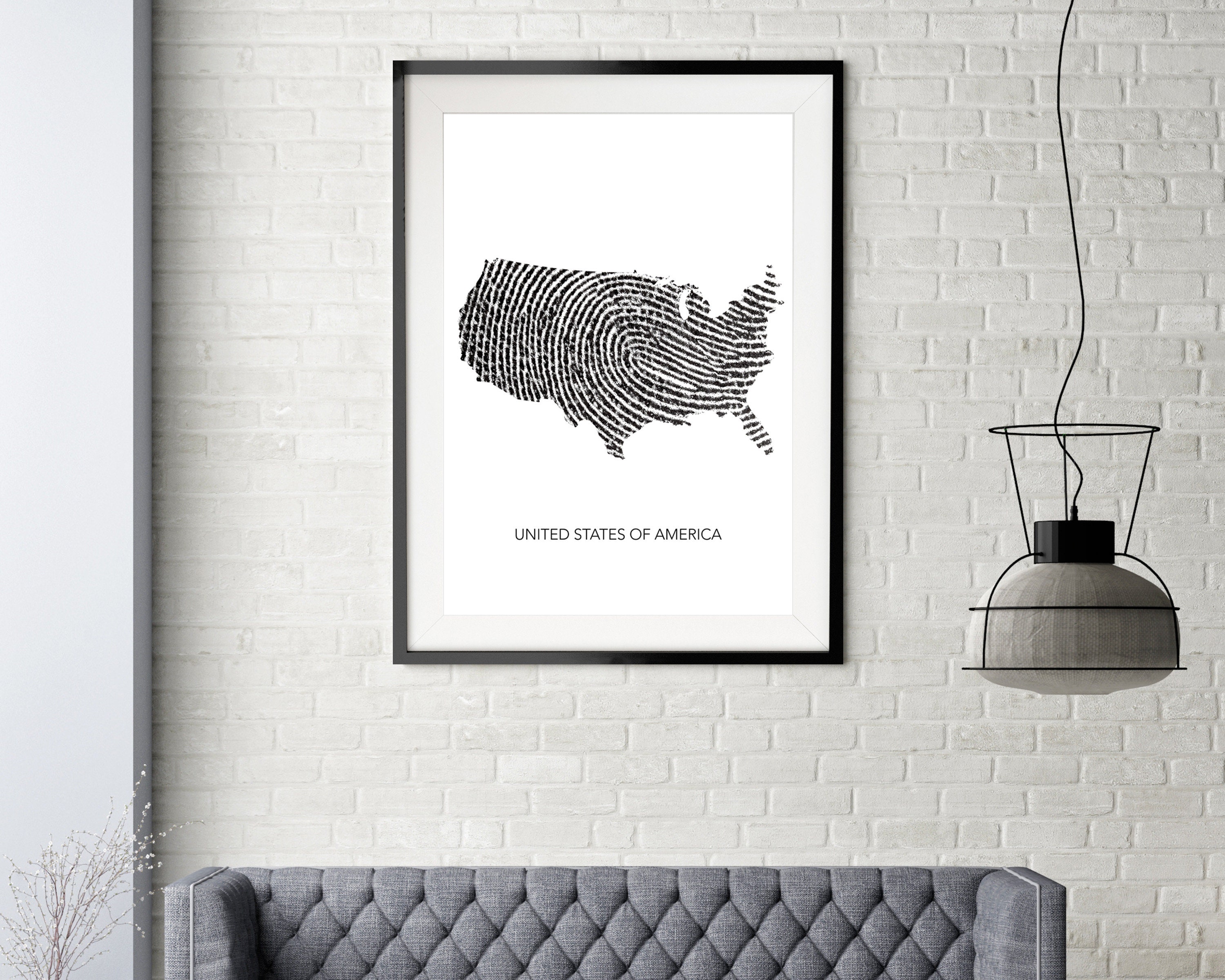 USA Map Fingerprint Art Print Poster USA Country Print | Etsy