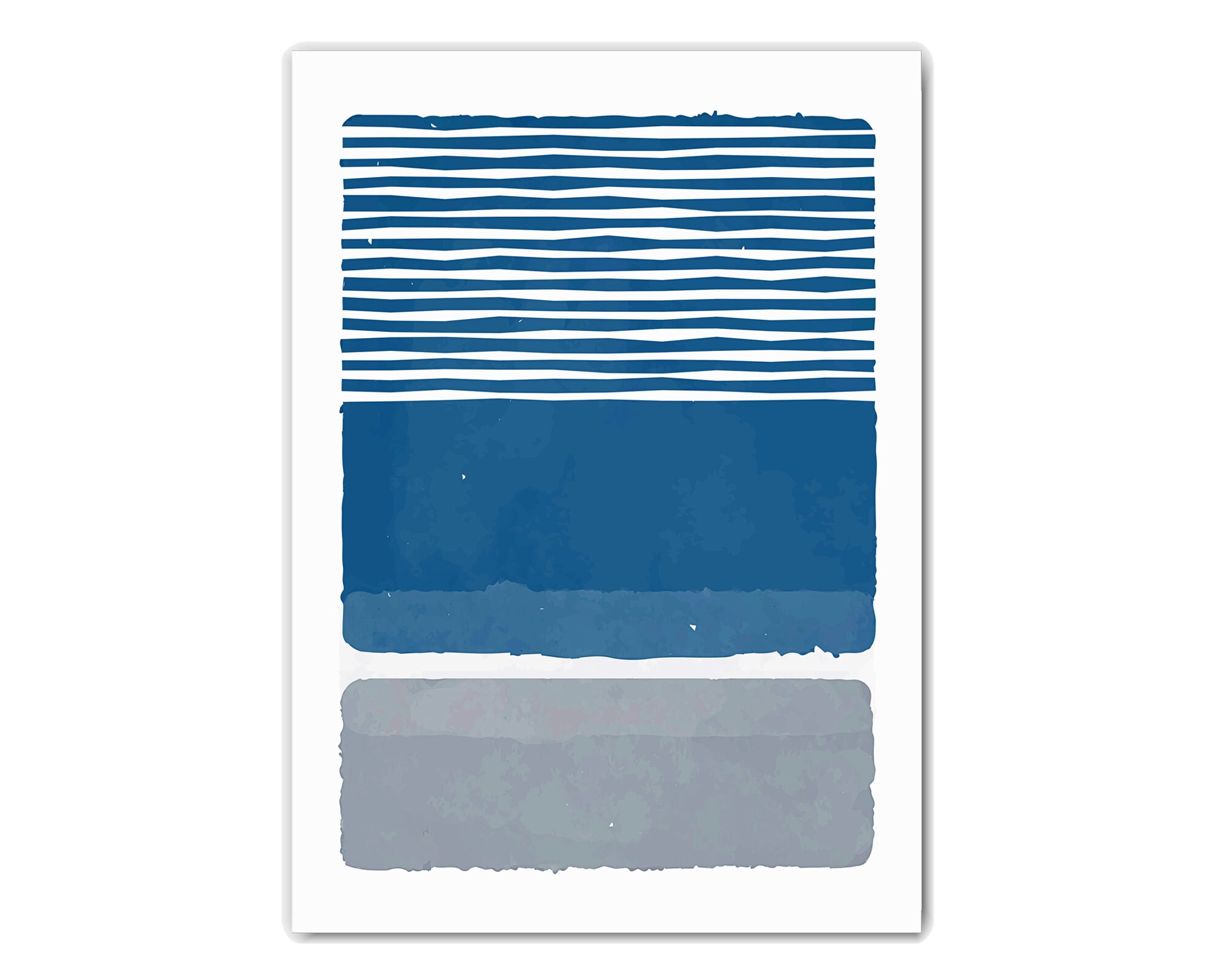 Abstract Light Blue and Grey Print Set of 3, Minimalist Wall Art Set of ...