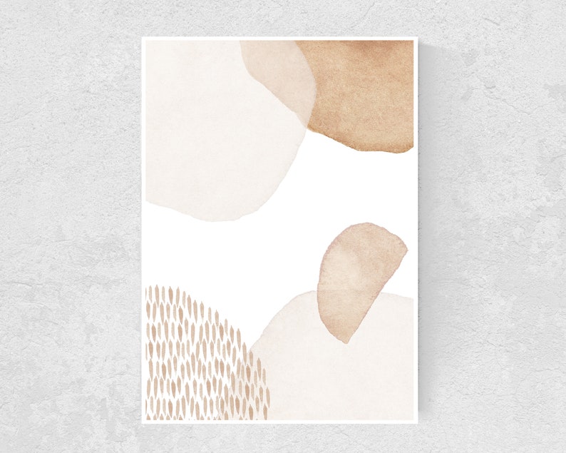 Beige Abstract Shapes Art Print Set Neutral Minimalist Wall | Etsy