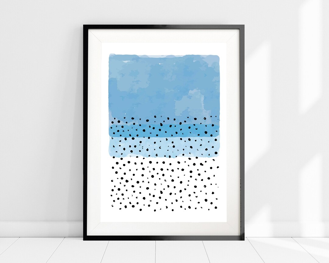 Blue Minimalist Abstract Art Print, Watercolour Wall Art, Light Blue ...