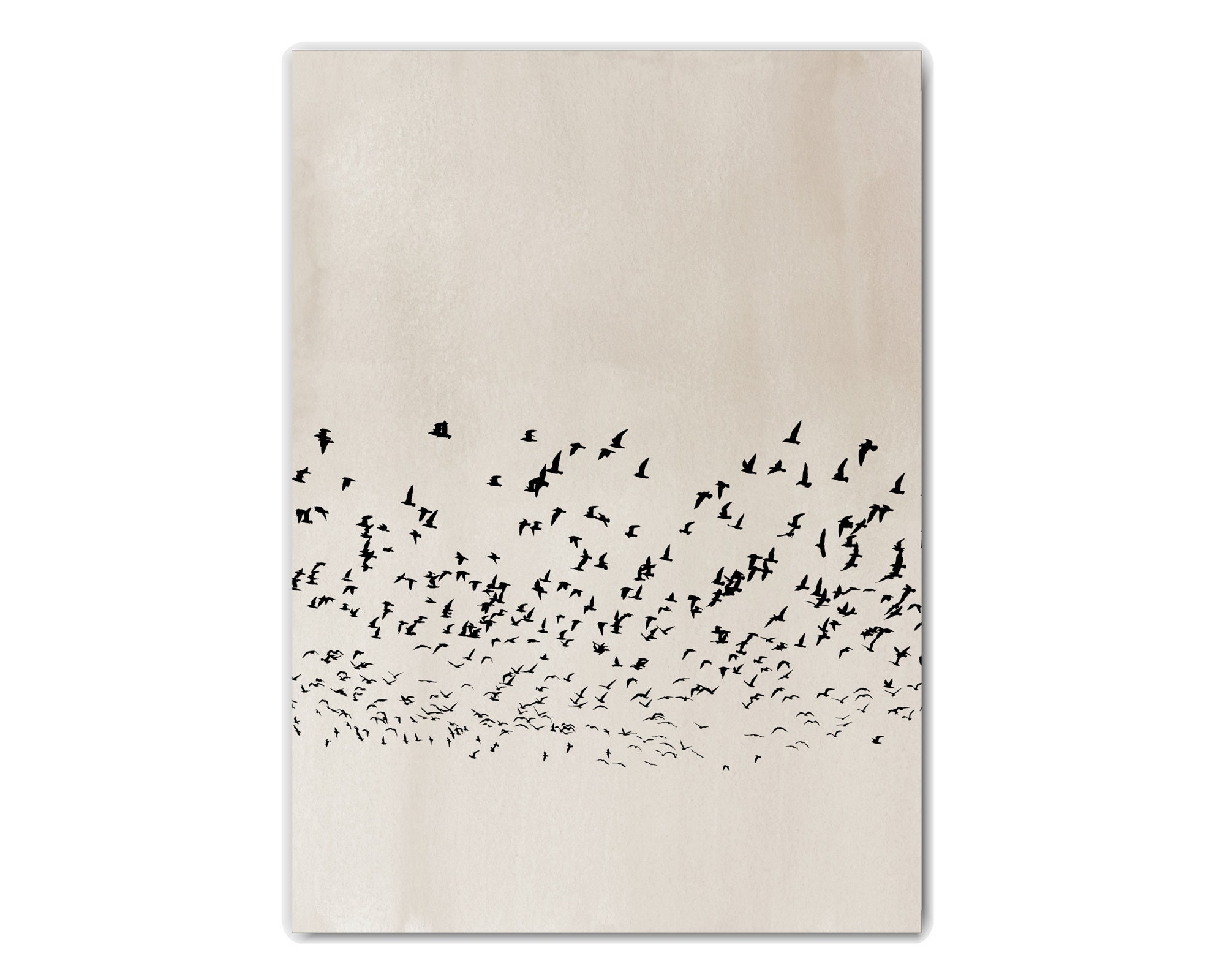 Neutral Bird Flock Silhouette Print, Minimalist Nordic Art Print ...