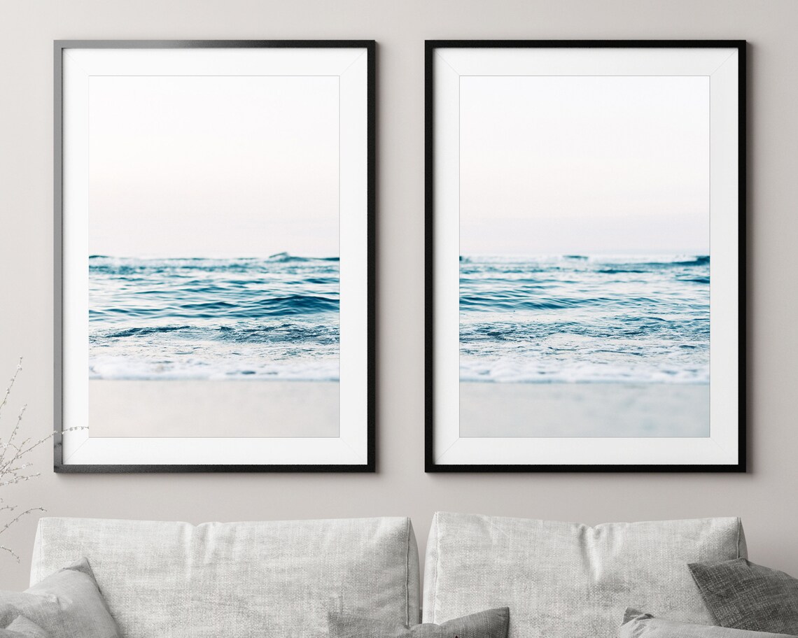 Set of 2 Minimalist Beach Art Prints Ocean Art Print Set - Etsy