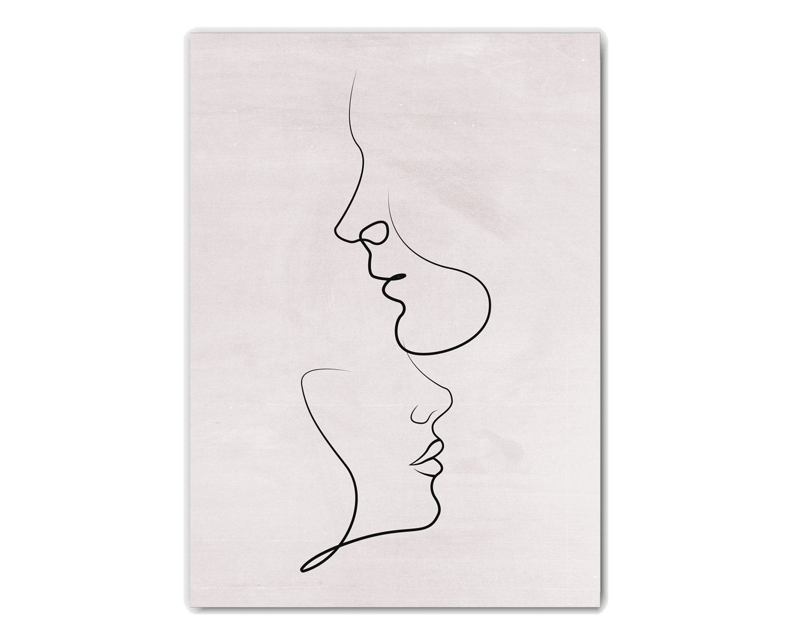 Paar Linie Kunstdruck abstrakte Gesichter Linie Kunst Beige | Etsy