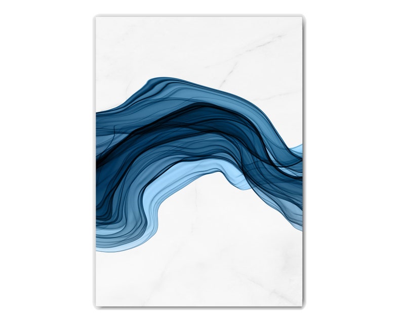 Abstract Blue Print Set of 3, Marble Fine Art Print, Minimalist Wall ...