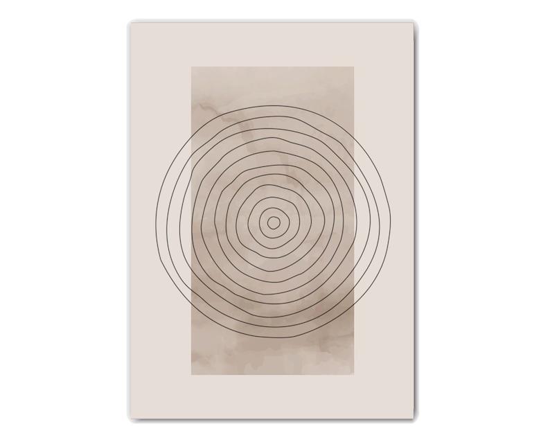 Minimalist Circle Lines Art Print, Neutral Abstract Line Art, Beige and ...