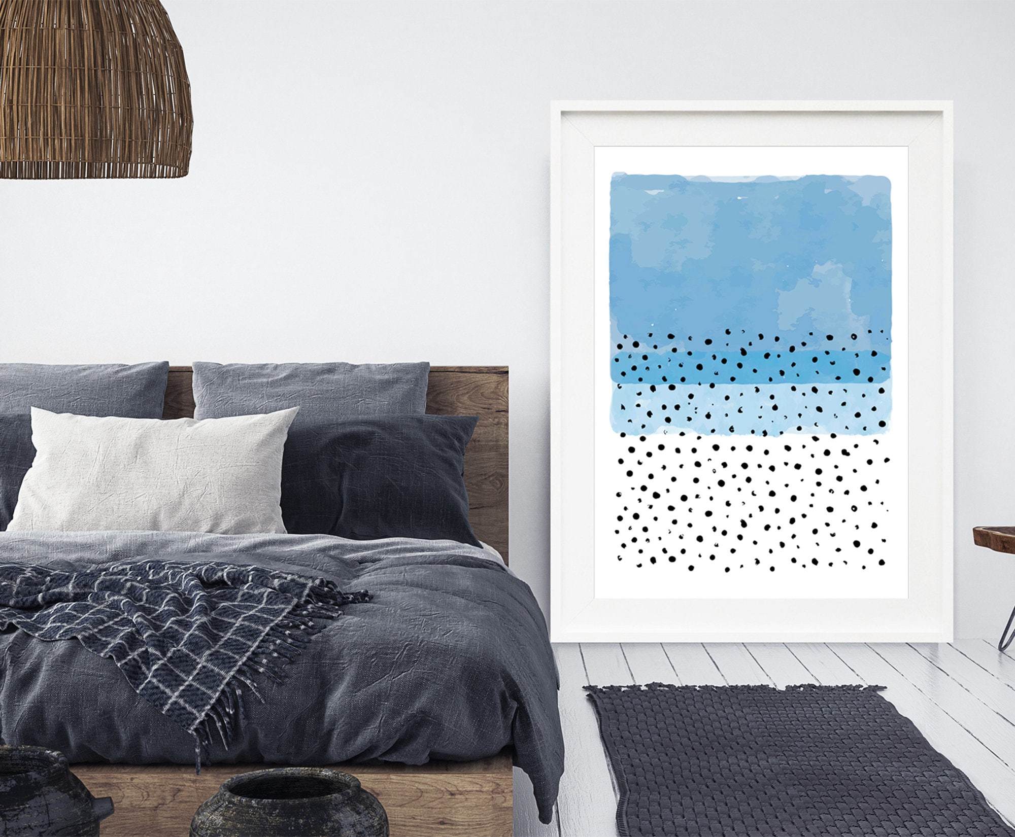 Blue Minimalist Abstract Art Print, Watercolour Wall Art, Light Blue ...